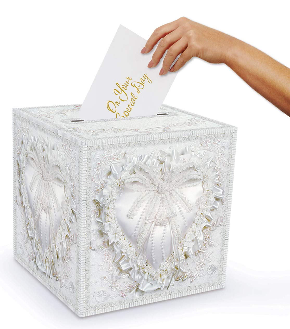 Beistle Durable Paper Card Box Wedding Party Supplies Anniversary Decorations, 12" x 12", White