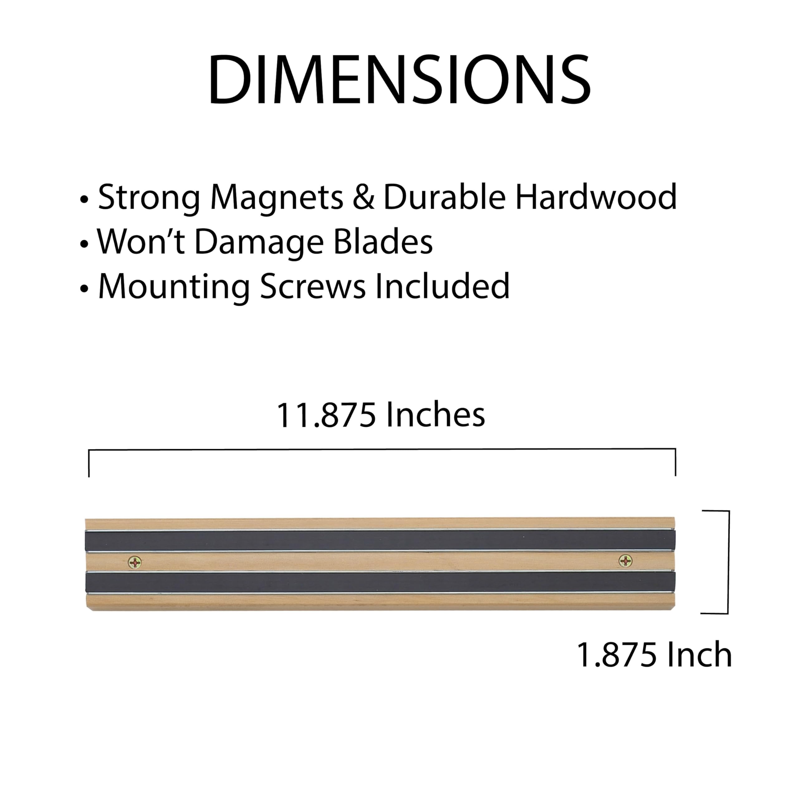 HIC Harold Import Co. HIC Magnetic Knife Holder and Tool Storage Bar, Wood, 12-Inches, 12 inch