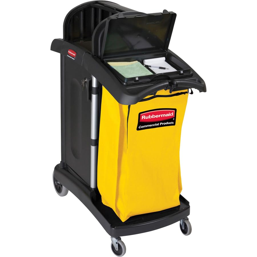 Rubbermaid Housekeeping FG9T7200BLA Service Cart with Two Caddies, Black