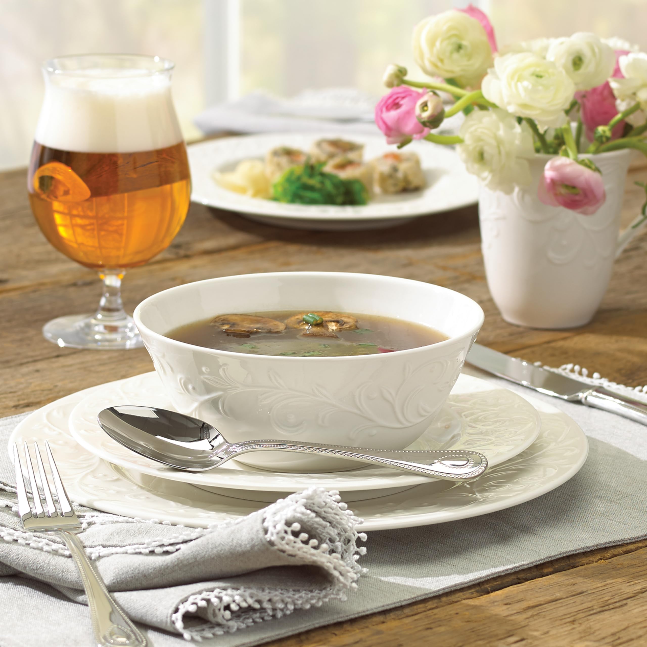 Lenox Opal Innocence Carved 4-Piece Place Setting, 4.95 LB, White