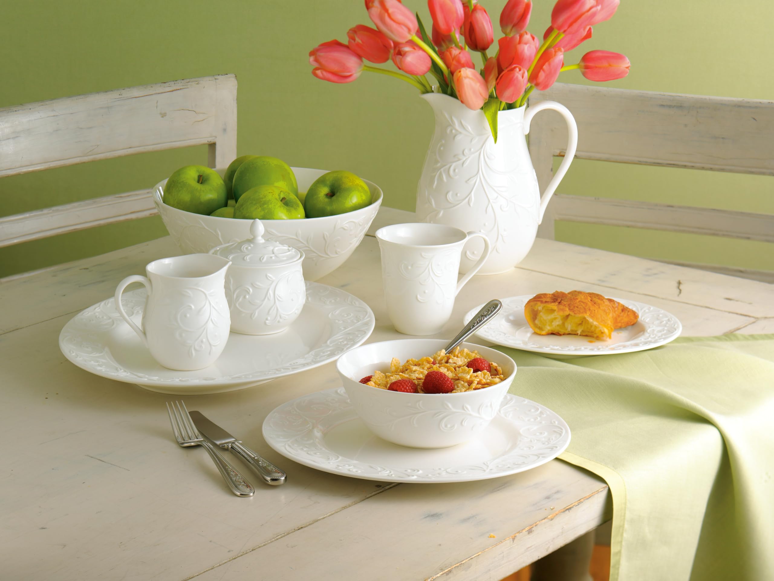 Lenox Opal Innocence Carved 4-Piece Place Setting, 4.95 LB, White