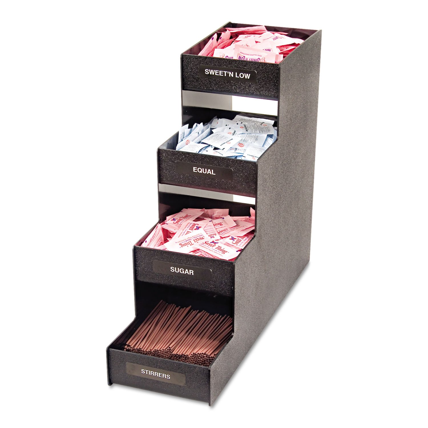 Vertiflex Narrow Condiment Organizer, 4 Shelves, 8 Compartments, 6 x 19 x 15-7/8 Inches, Black (VFC-1916RC)