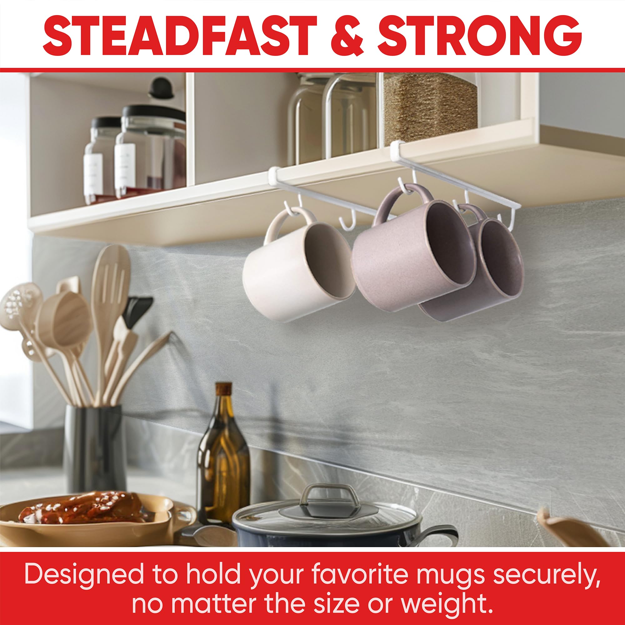 Better Houseware Undershelf Cup & Mug Hooks-Set of 2, standard, White