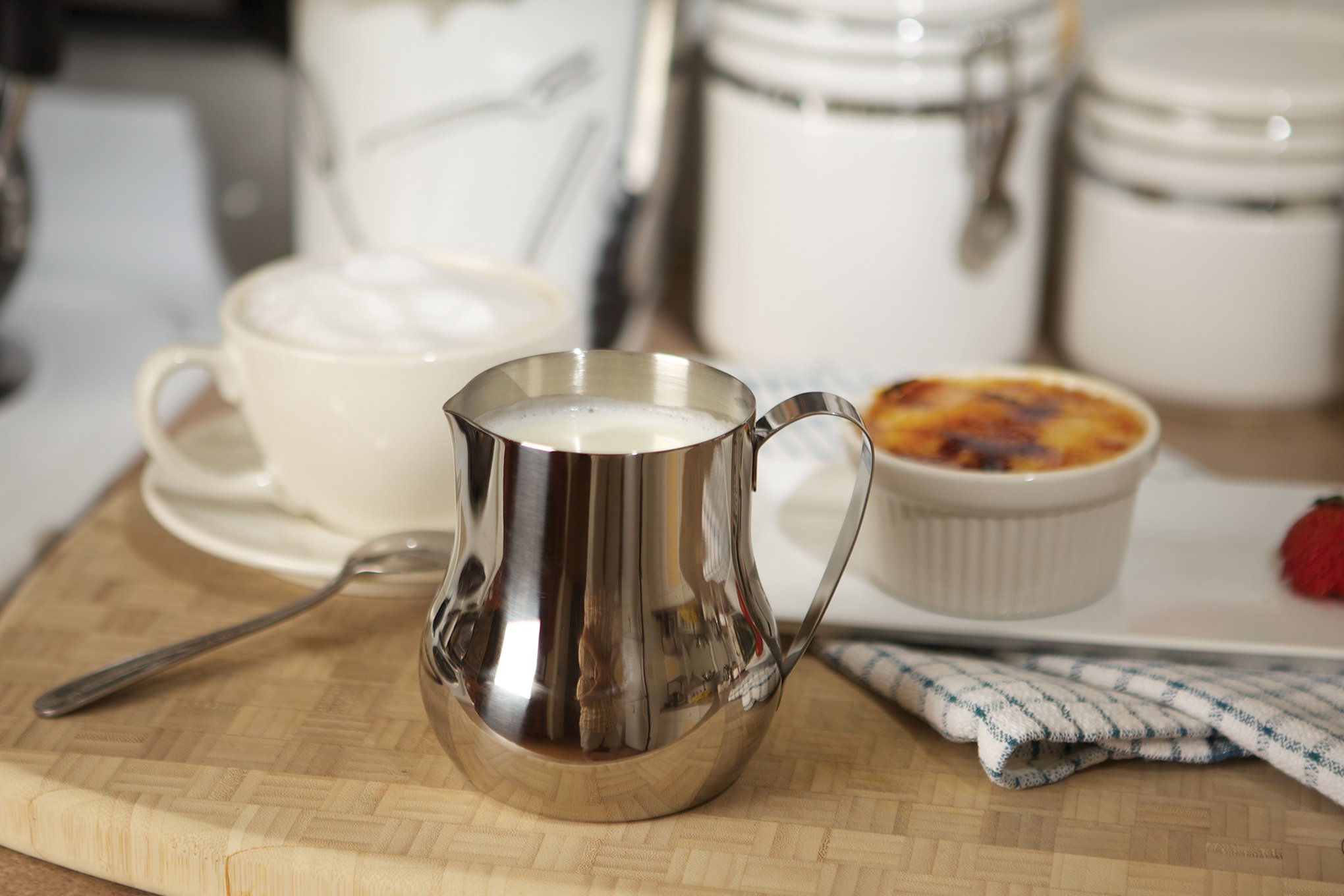 Fox Run Creamer/Frother Pitcher, 4.25 x 3 x 4.25 inches, Metallic