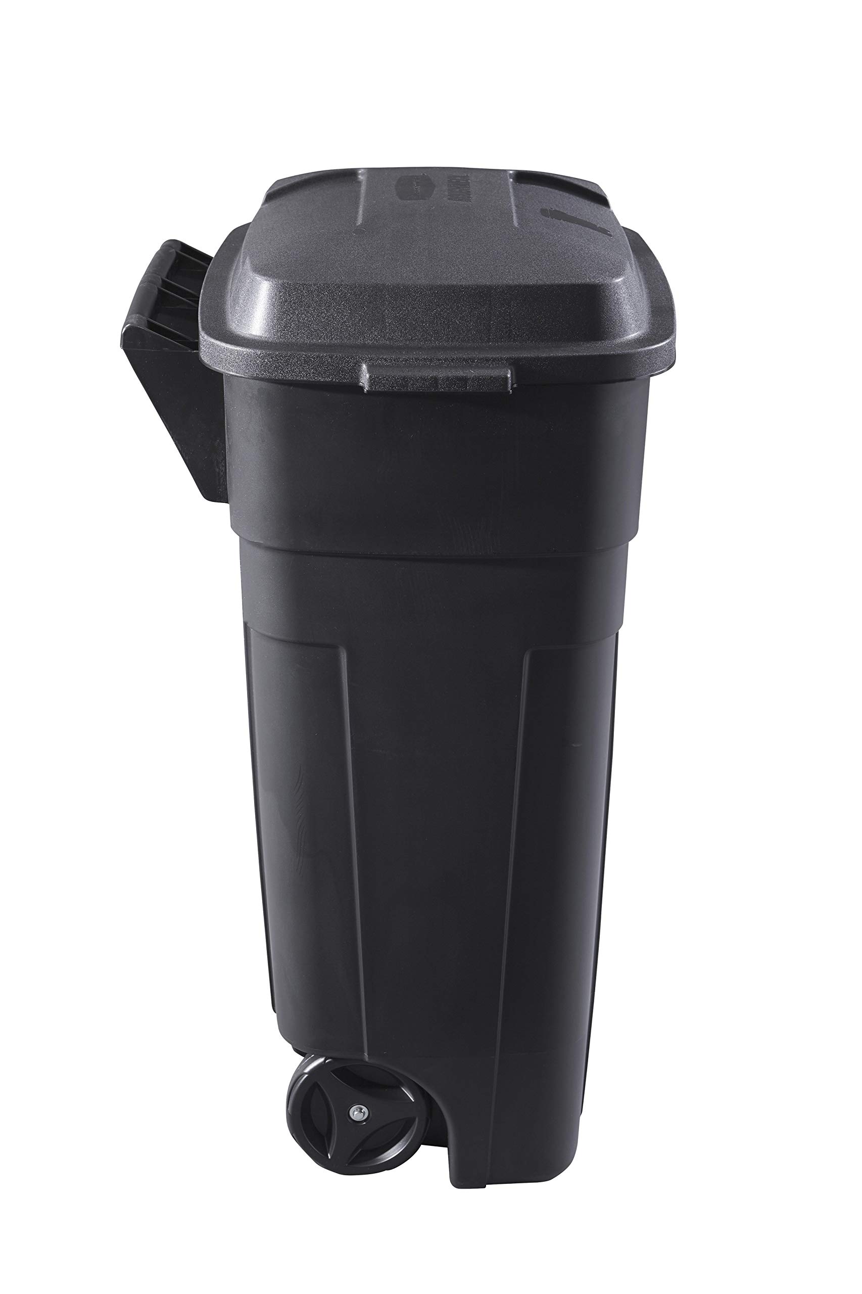 Rubbermaid Roughneck Heavy-Duty Wheeled Trash Can with Lid, 34-Gallon, Black, for Outdoor Use