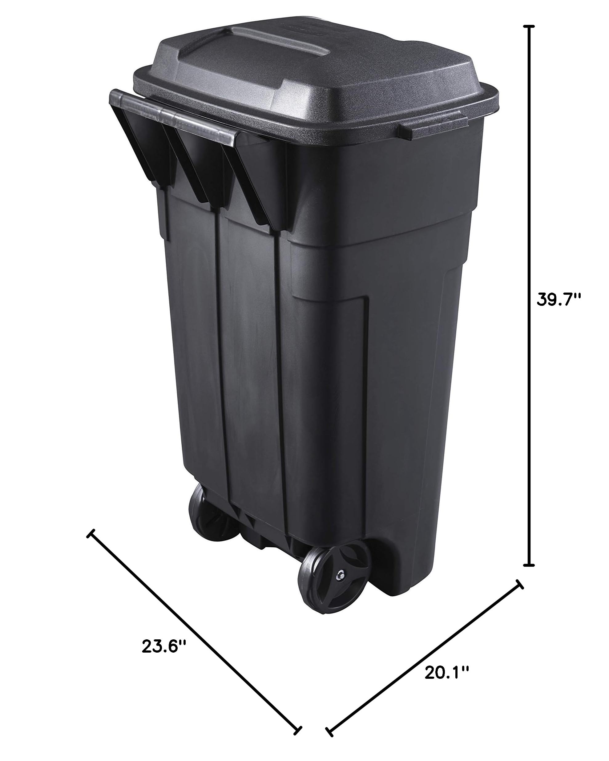 Rubbermaid Roughneck Heavy-Duty Wheeled Trash Can with Lid, 34-Gallon, Black, for Outdoor Use