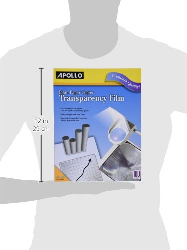 Apollo Plain Paper Copier Transparency Film, Black On Clear, Box Of 100