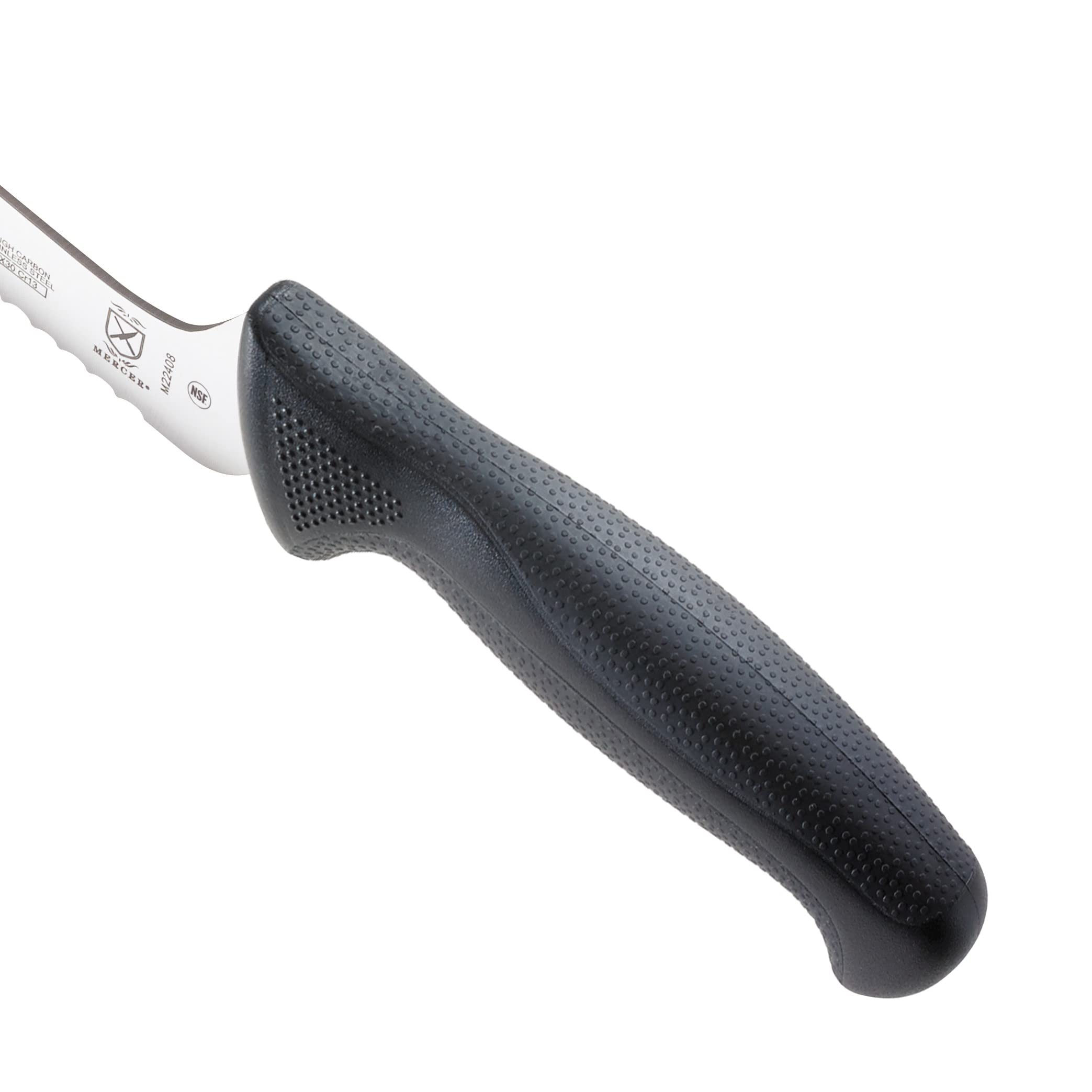 Mercer Culinary M22408 Millennia Black Handle, 8-Inch Offset Wavy Edge, Bread Knife