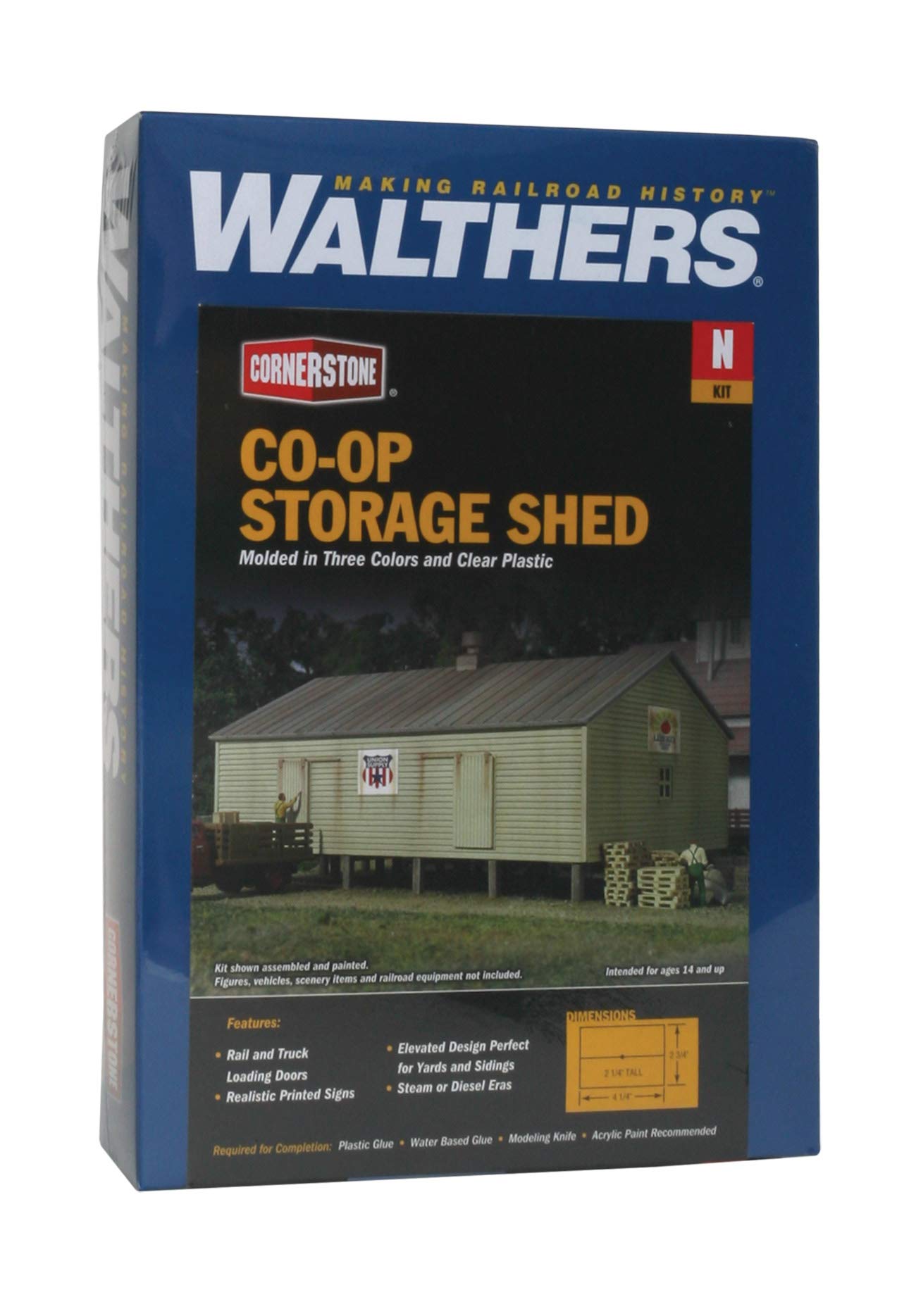 Walthers, Inc. Op Storage Shed Kit, 4-1/4 X 2-3/4 x 2-1/4" 10.6 X 6.8 X 5.6cm , Grey