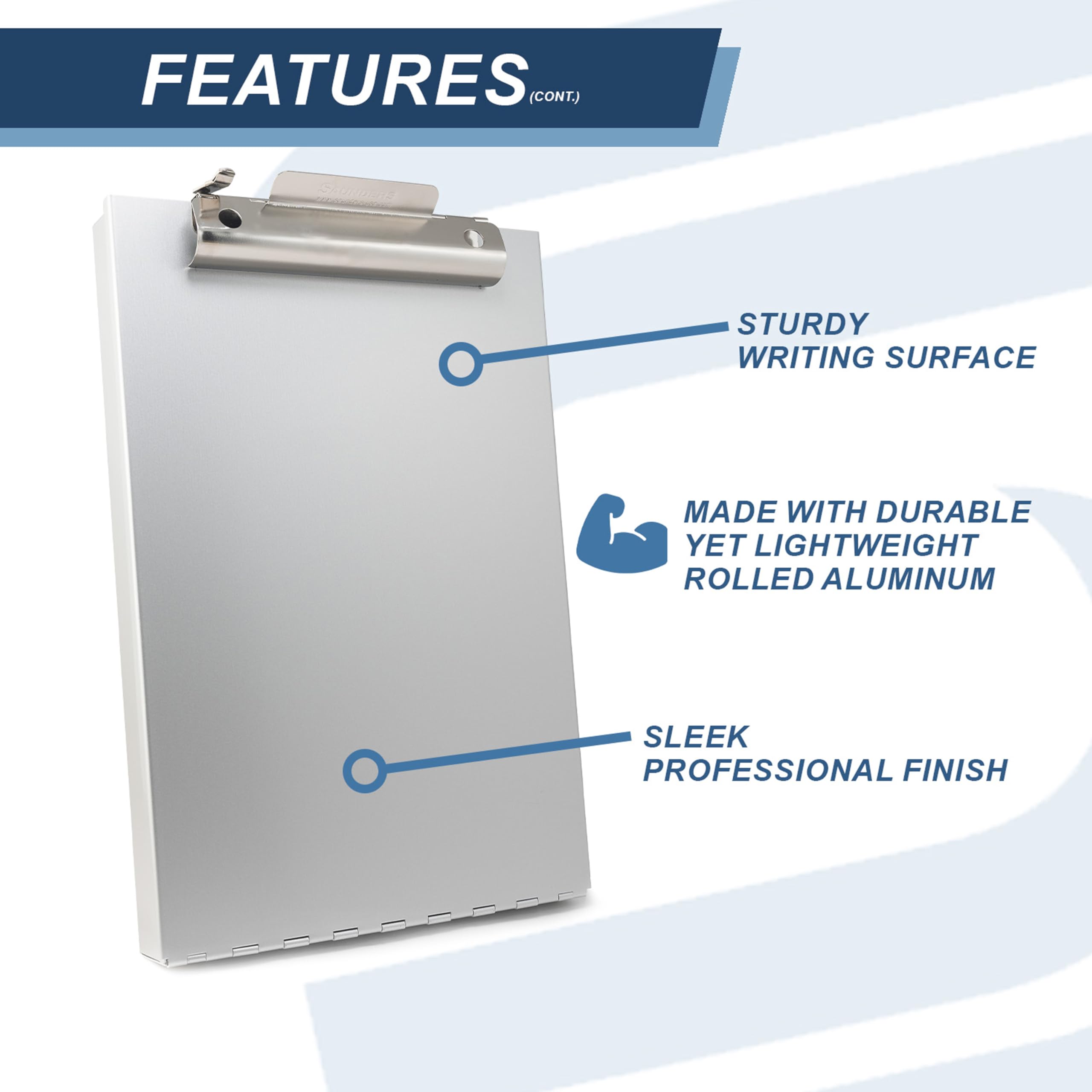 Saunders Metal Clipboard with Storage, Letter Size Heavy Duty Contractor Grade Clipboard, Recycled Aluminum Dual Storage Form Holder with High Capacity Clip, Assembled in USA, Silver Cruiser-Mate