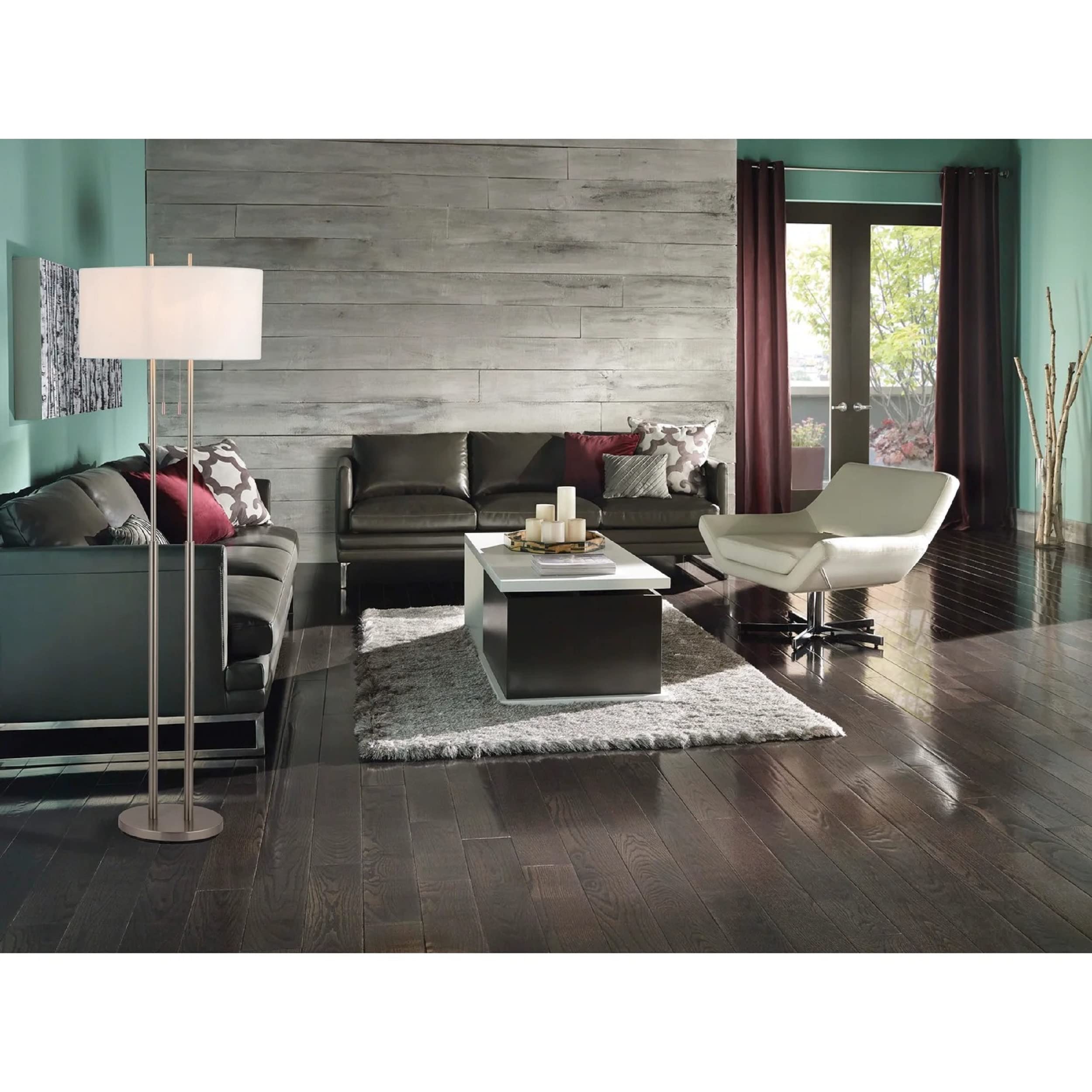Adesso 4016-22 Duet 62" Floor Lamp, Satin Steel, Smart Outlet Compatible