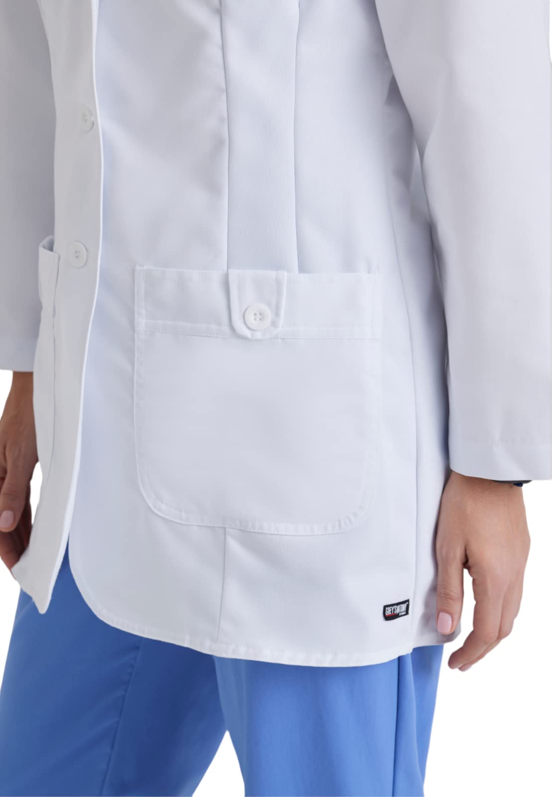 Grey's Anatomy 7446 Missy 2 Pkt White Lab Coat w/ Back Tab Small