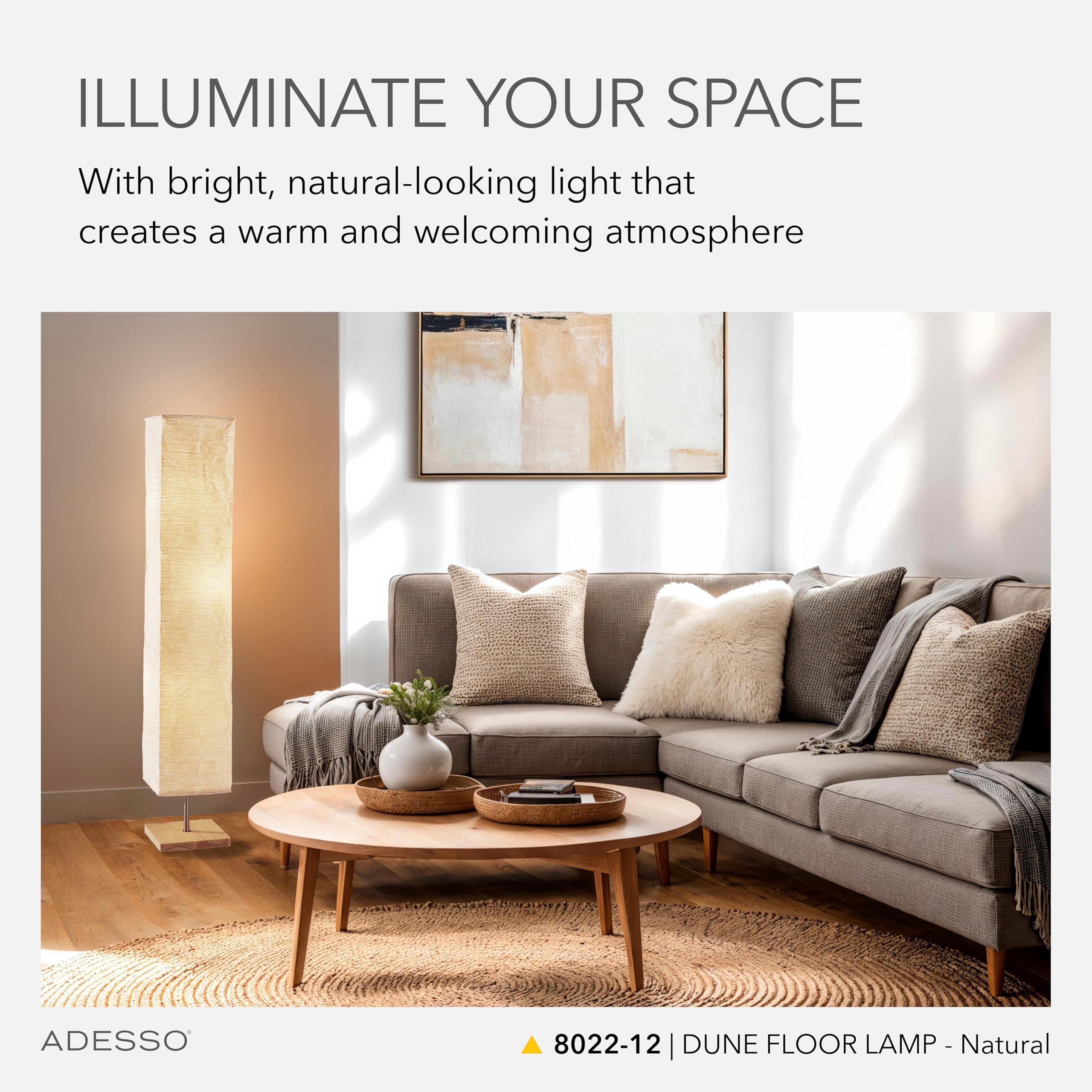 Adesso Home 8022-12 Transitional Three Light Floor Lamp from Dune Collection in Pwt, Nckl, B/S, Slvr. Finish, Beige