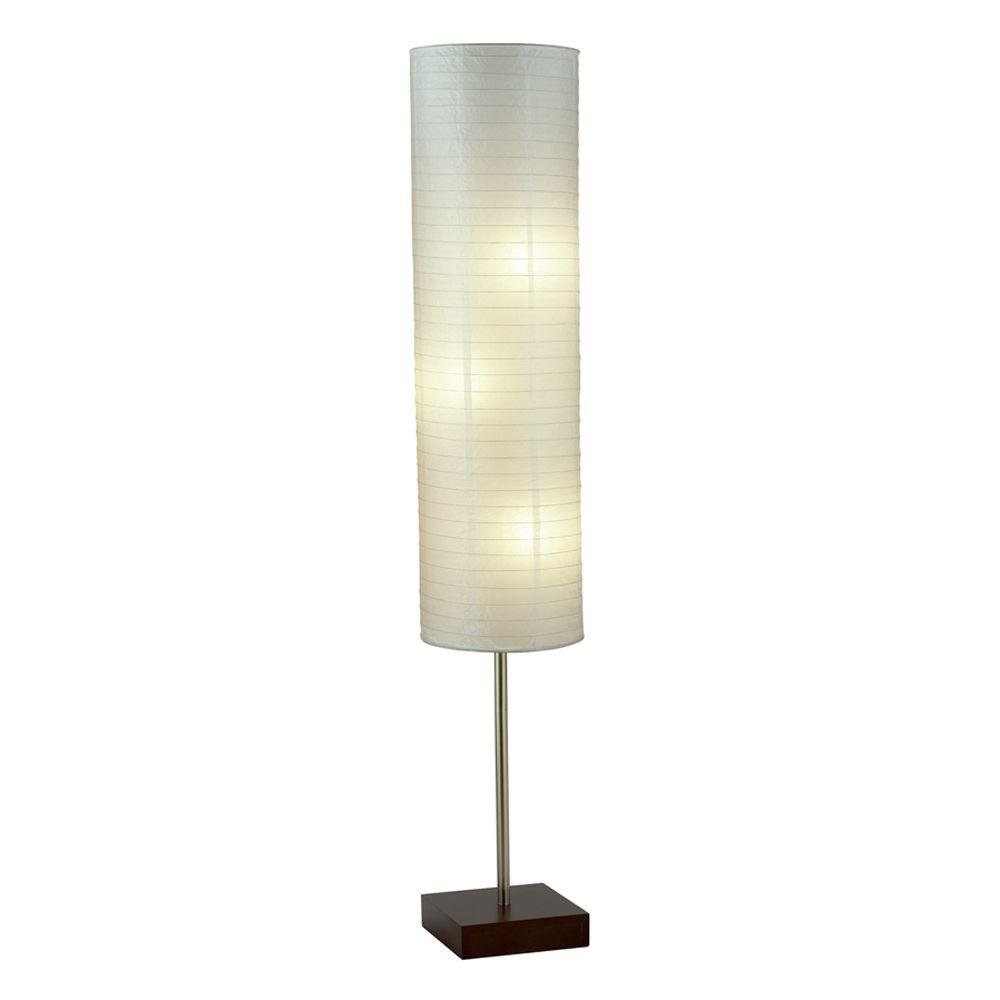 Adesso Home 4099-15 Transitional Three Light Floor Lamp from Gyoza Collection in Pwt, Nckl, B/S, Slvr. Finish, Walnut Rubber Wood/Brushed Steel