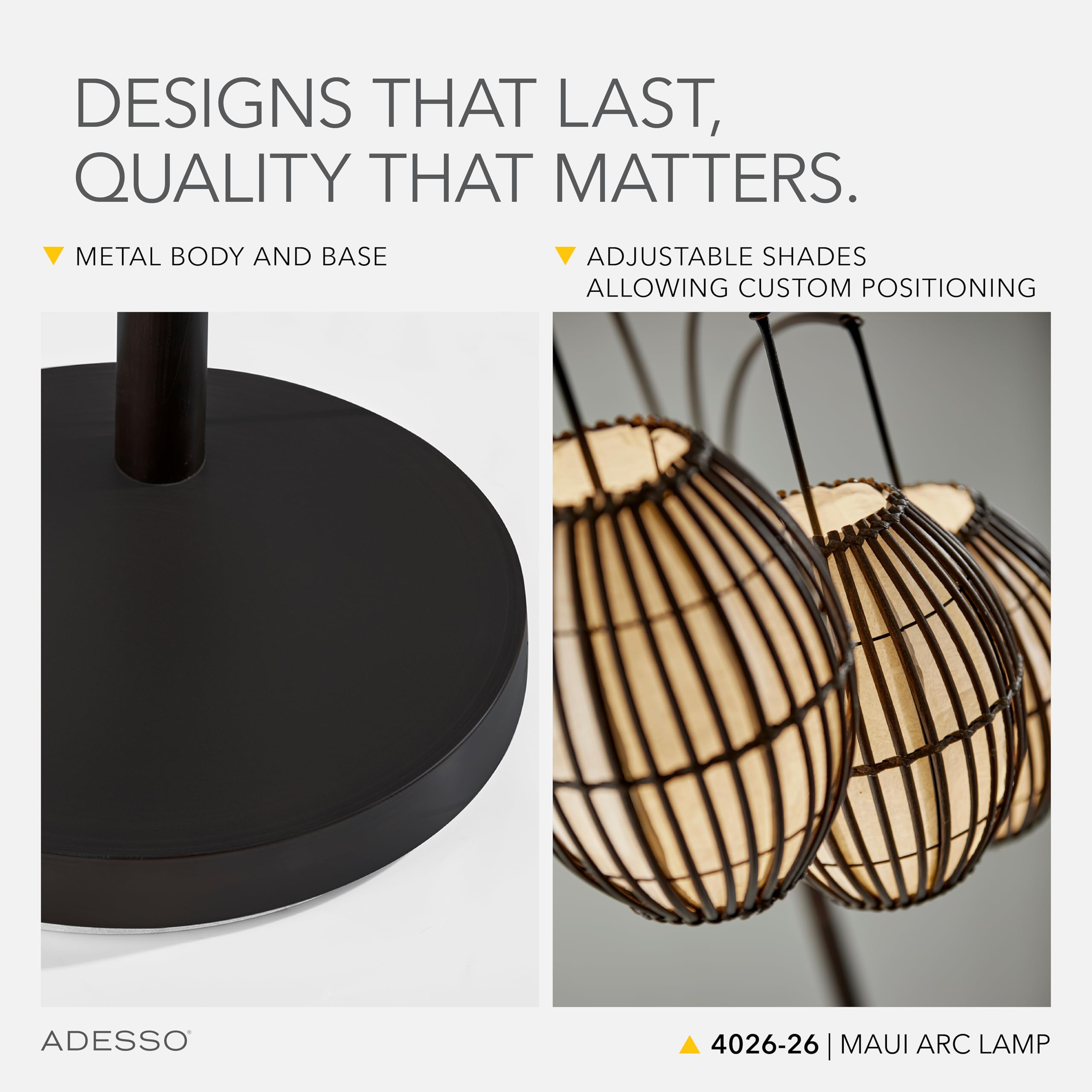 Adesso 4026-26 Maui Arc Lamp, 82 in, 3x60W Incandescent,13 CFL, Antique Bronze, 1 Floor Lamp