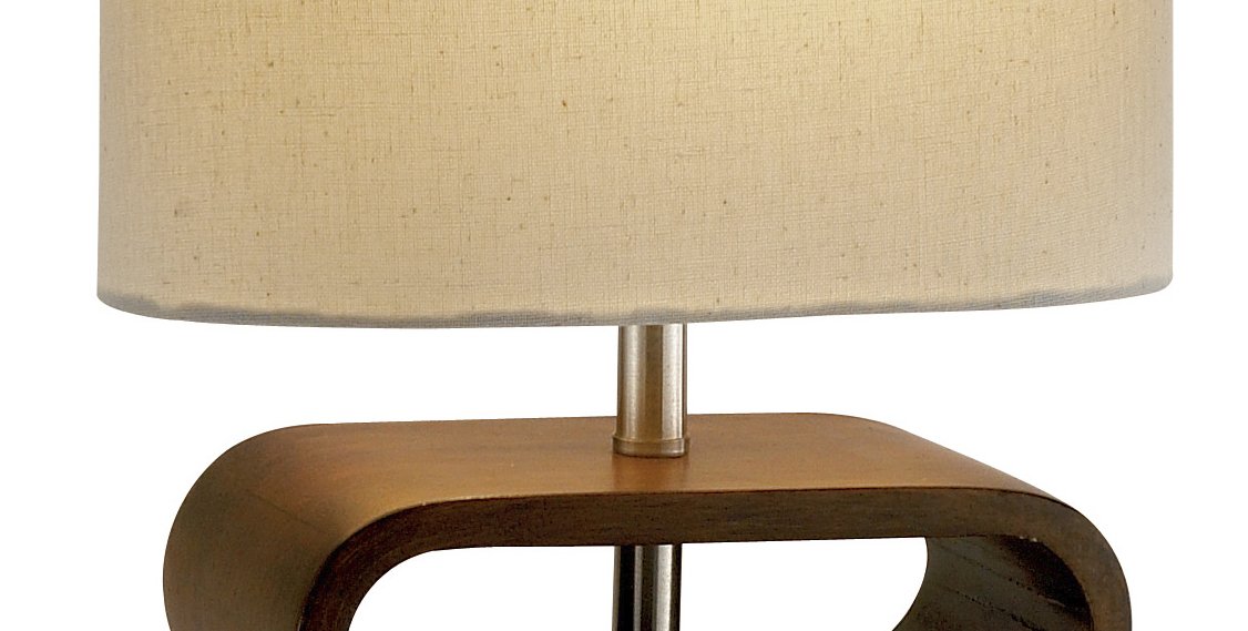 Adesso 3202-15 Rhythm Table Lamp, 19.5 in, 60 W Incandescent/13W CFL, Walnut PVC Veneer on MDF, 1 Table Lamp