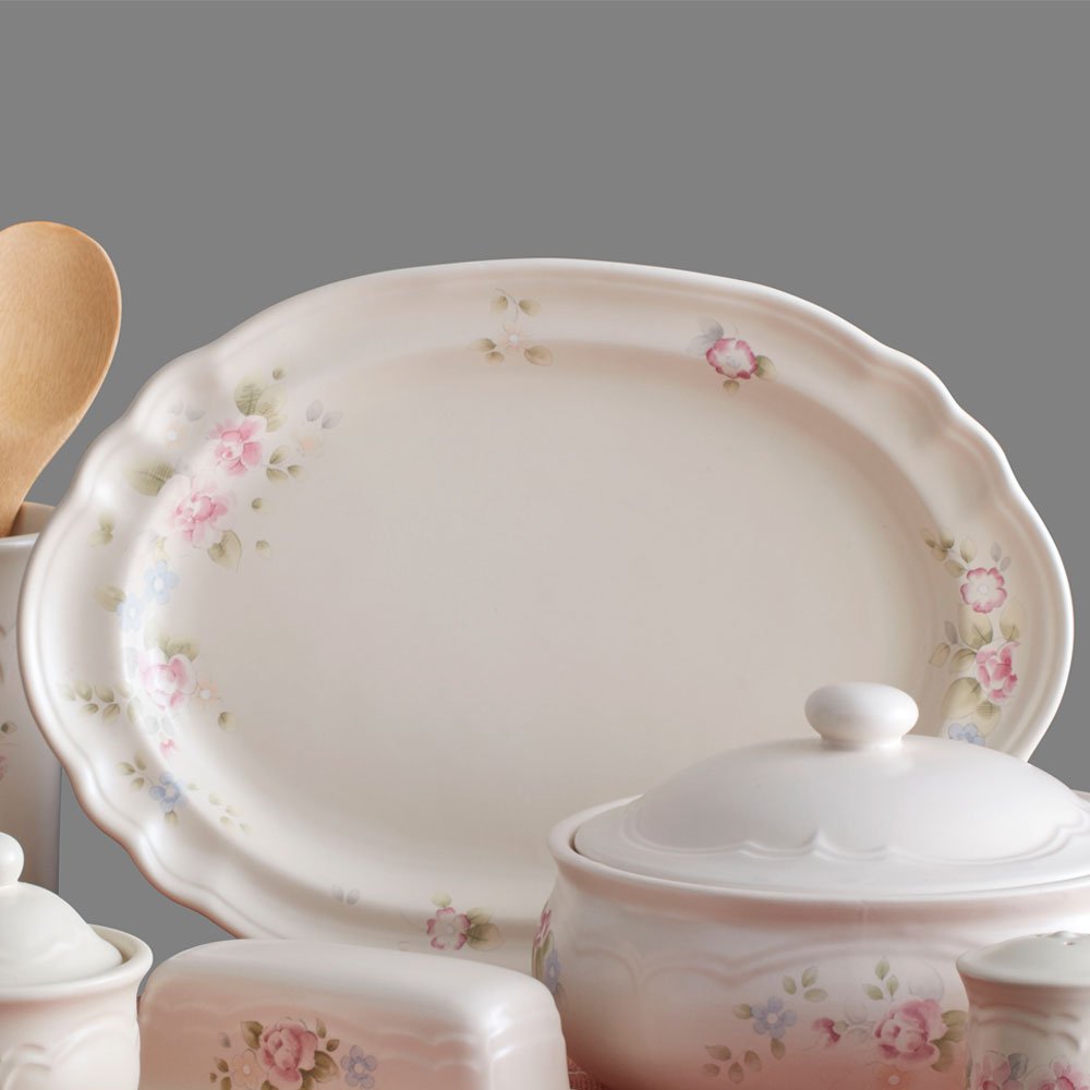 Pfaltzgraff Tea Rose Oval Serving Platter, 14-Inch