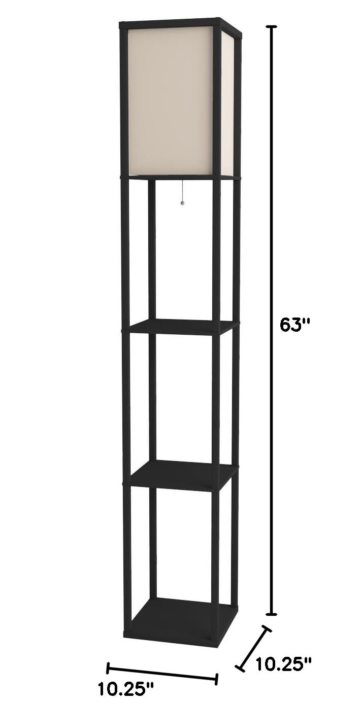 Adesso 3138-01 Wright 63 In. Floor Lamp - Smart Switch Compatible Light Fixtures with Two Storage Shelves. Lighting Accessories , Black
