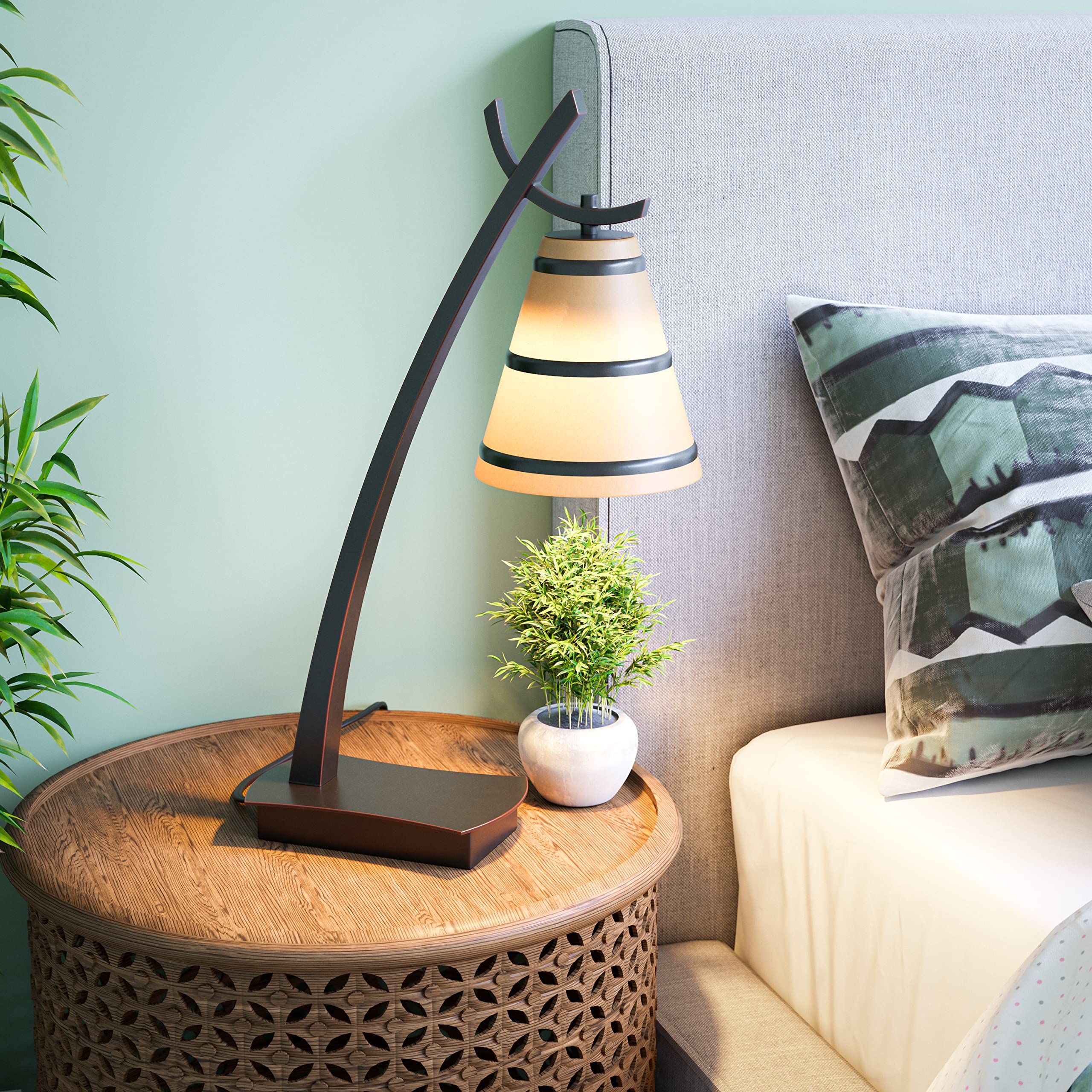 Kenroy Home 03332 Wright 1 Light Table Lamp with Oil Rubbed Bronze Finish, Casual Style, 24" Height, 13.5" Width, 7" Depth