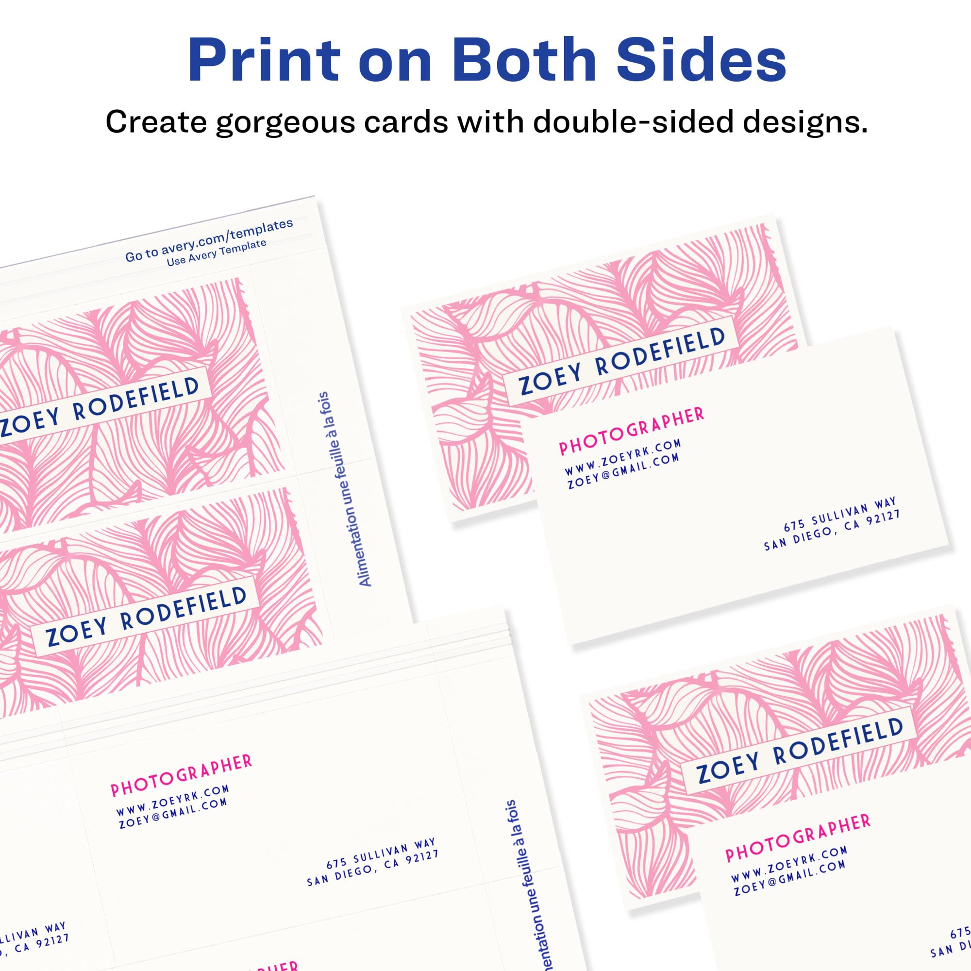 Avery Printable Business Cards, Inkjet Printers, 90 Cards, 2 x 3.5, Clean Edge, Heavyweight (28878)