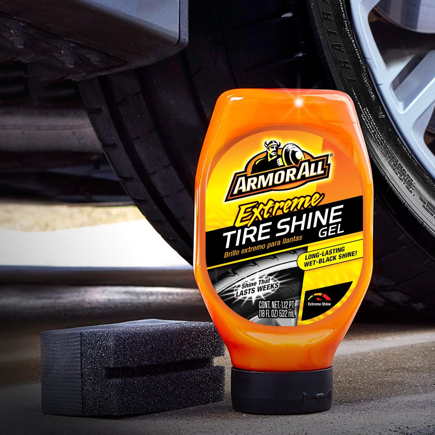 Extreme Tire Shine Gel by Armor All, Tire Shine for Restoring Color and Tire Protection, 18 Fl Oz