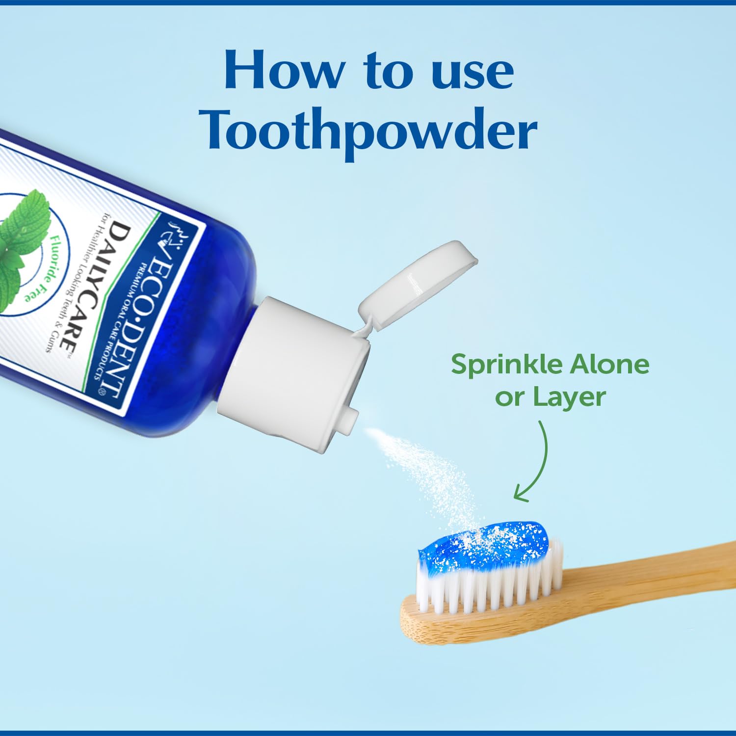 Eco-Dent DailyCare Baking Soda Toothpowder - Travel Size Toothpaste Powder, Minty Fresh & Sparkling SLS Free & Fluoride-Free Tooth Powder with Minerals/Essential Oils/Myrrh, 2 Oz Ea (Pack of 6)