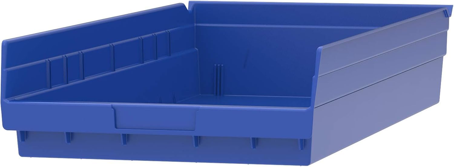 Akro-Mils 30174 Plastic Nesting Shelf Bin Box, (24-Inch x 11-Inch x 4-Inch), Blue, (6-Pack)