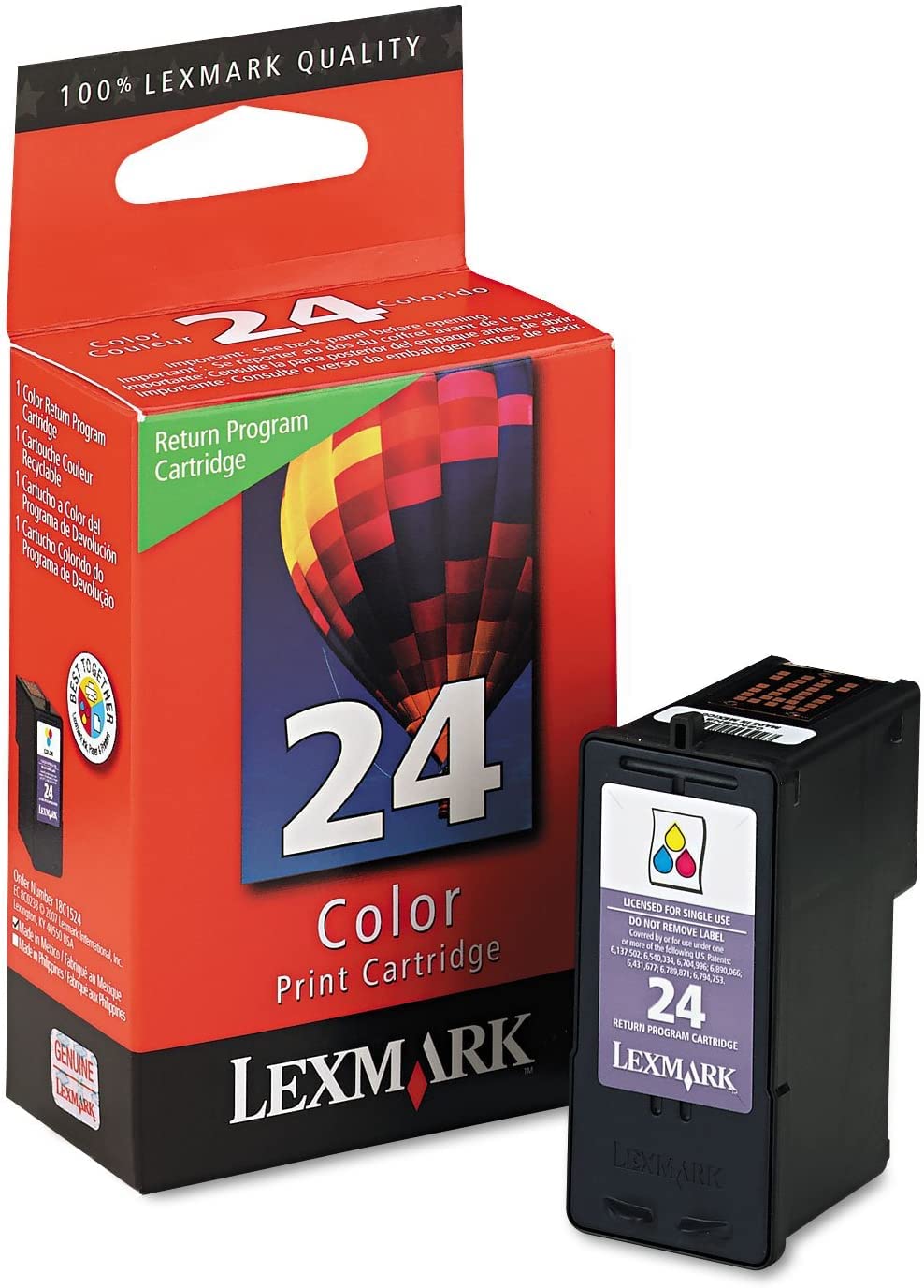 Lexmark #24 Color Return Program Print factory (OEM) Cartridge 18C1524