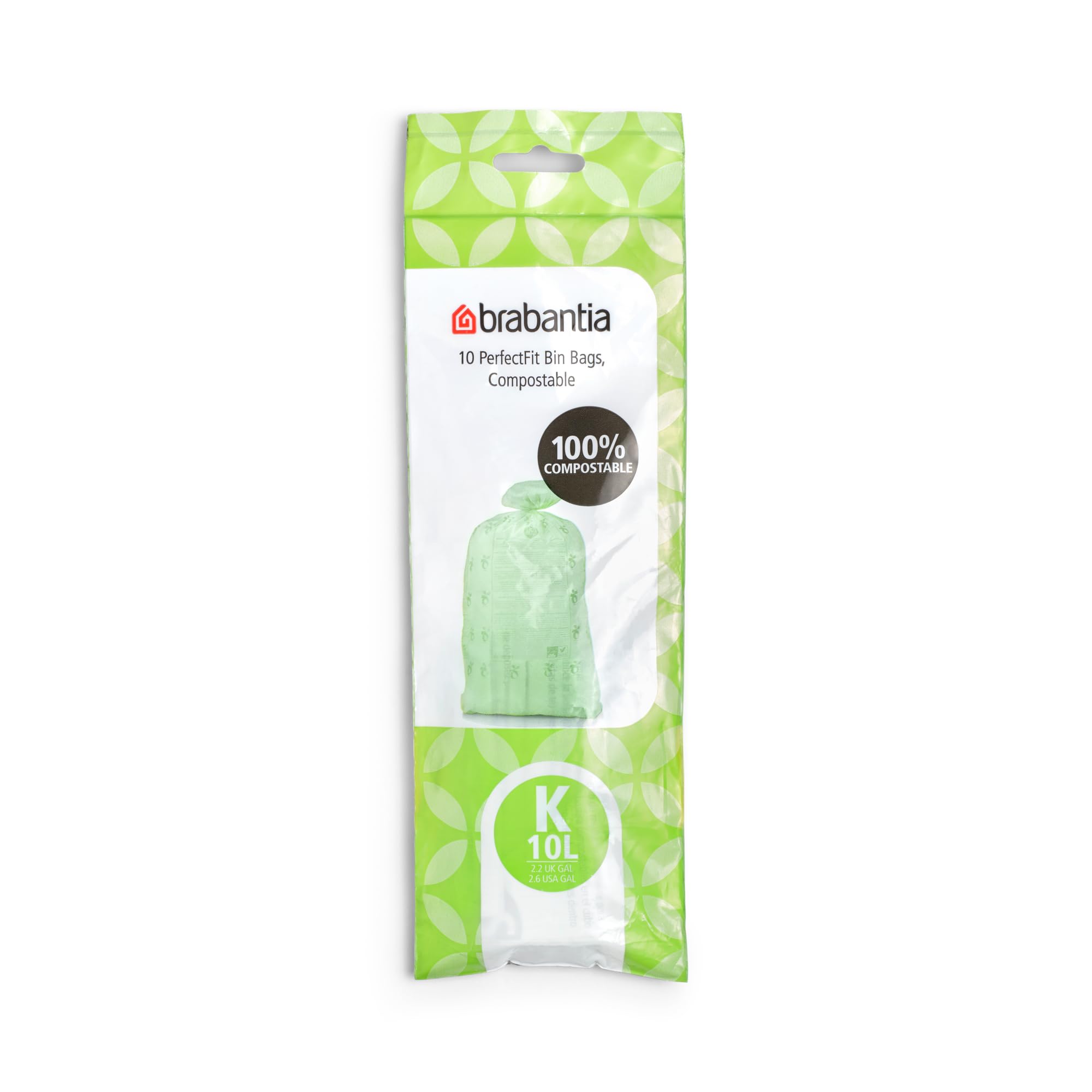 Brabantia Compostable Bin Liners, Size K, Litre, 10 Bag roll