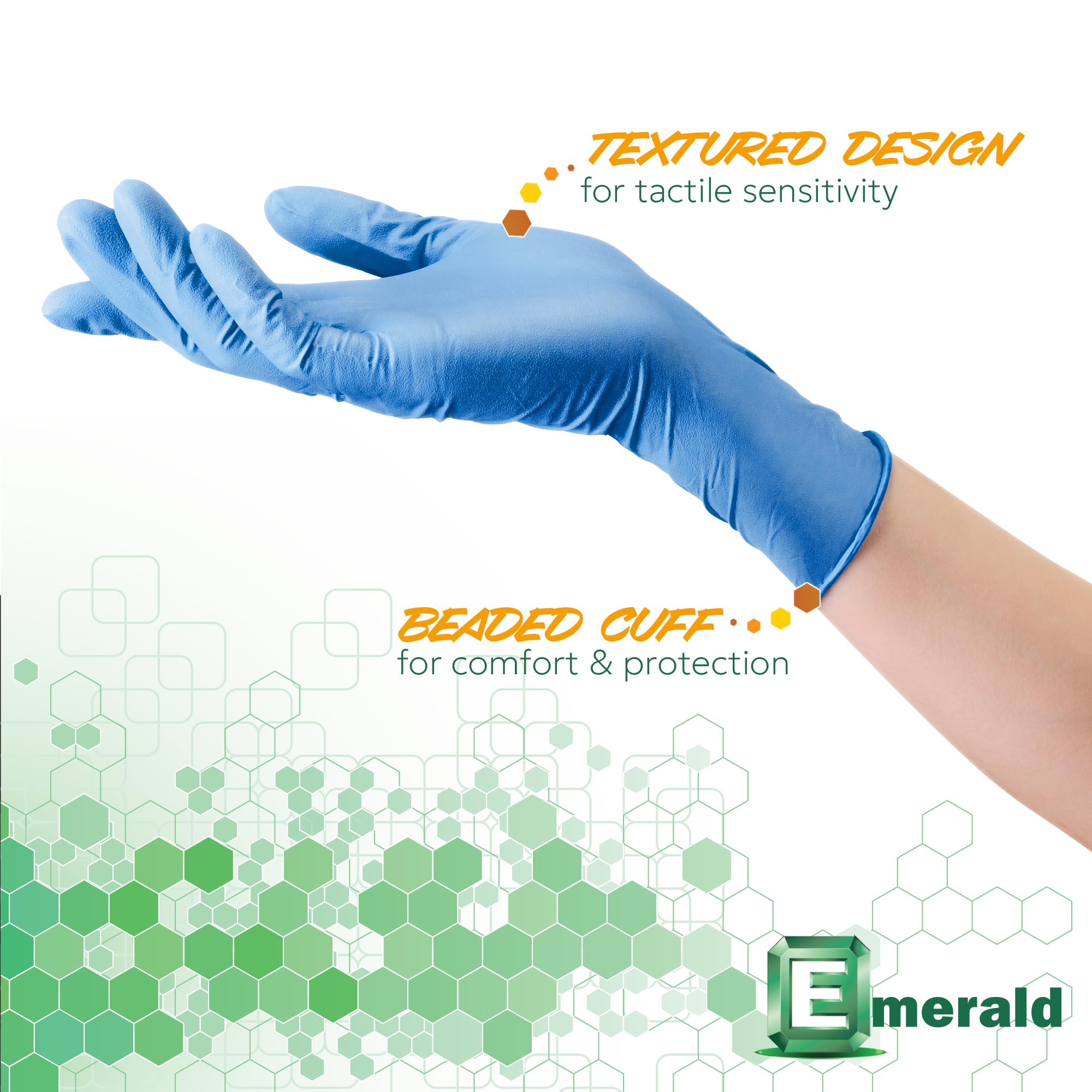 Emerald Nitrile Exam Gloves - Medical Grade Powder Free Latex Free Disposable Multipurpose Food Safe - 3.5 mil, Medium
