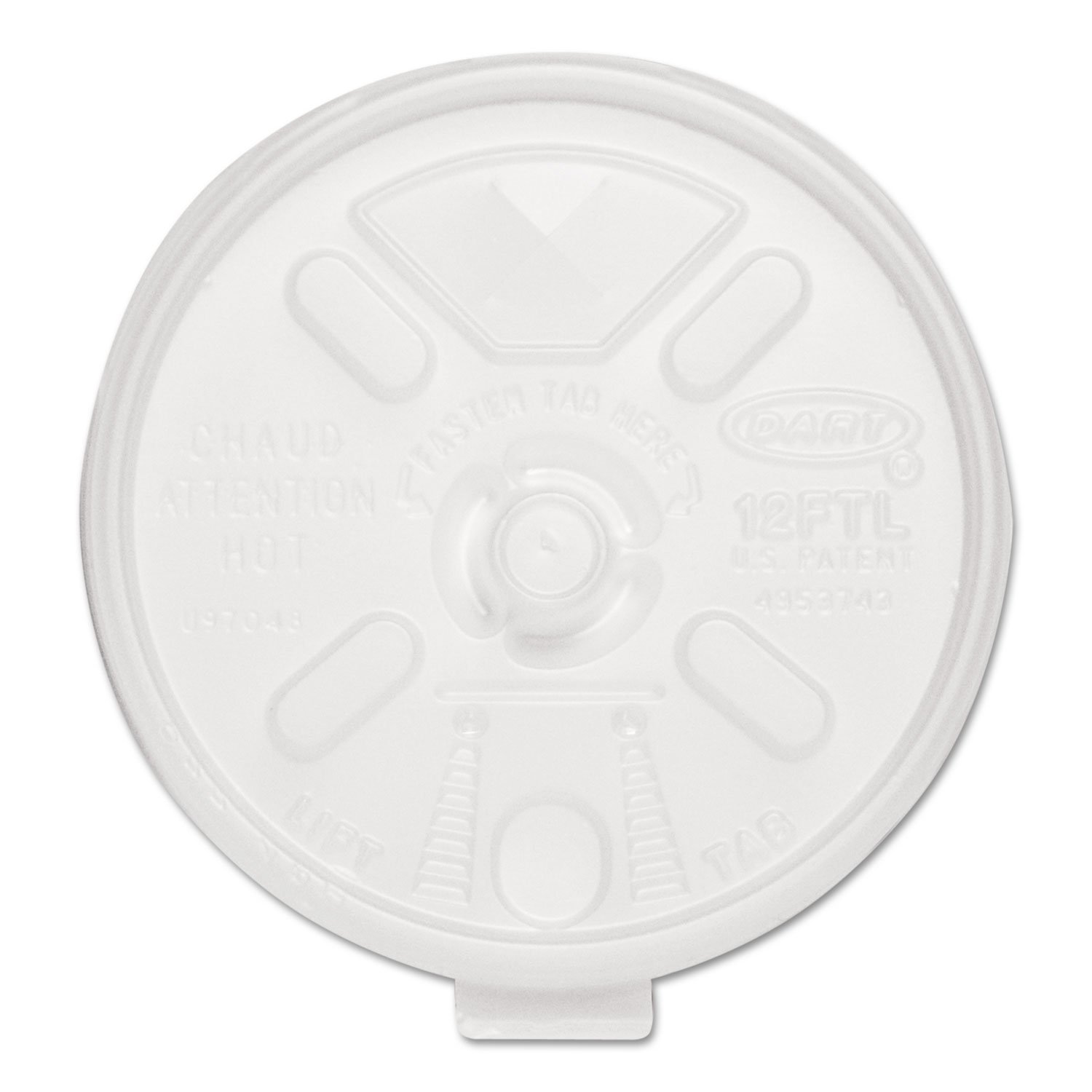 Dart Liftnlock Lids, Fits 10-14oz Cups, Translucent DCC12FTLS
