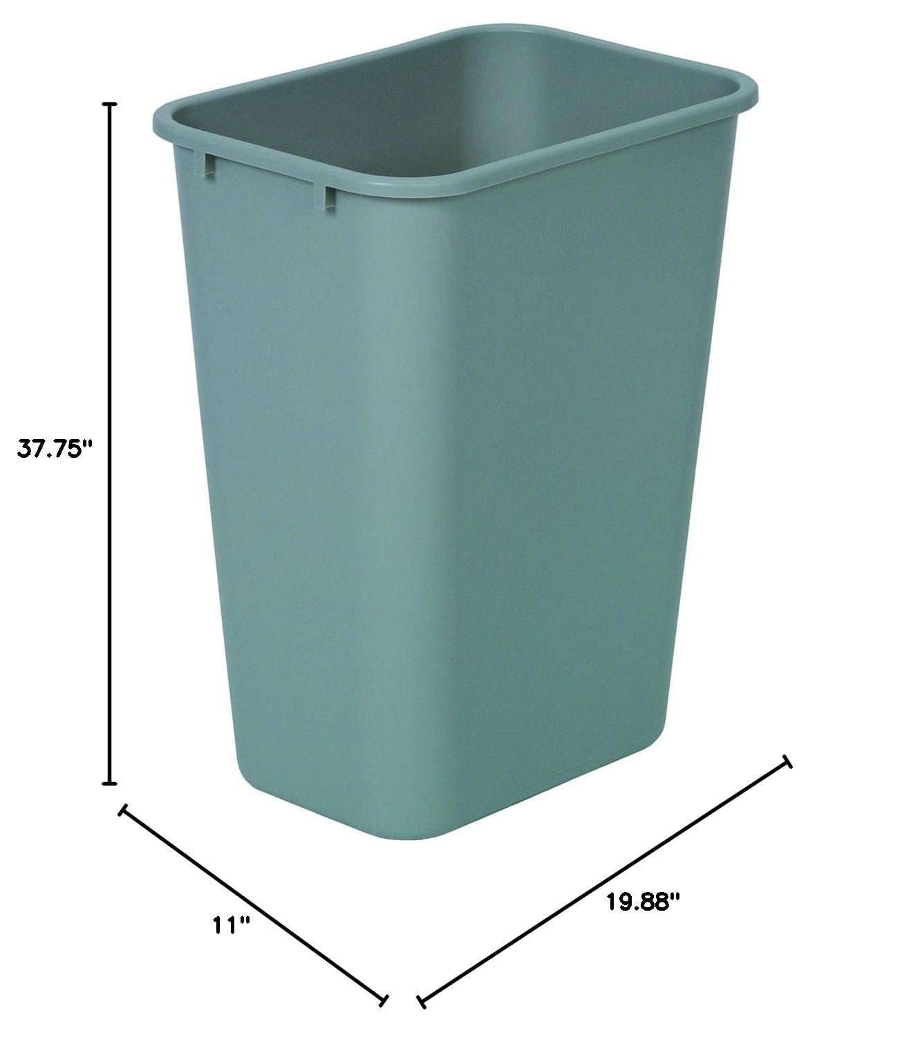 Wastebasket 41.25QT-Grey, EA, 10-0306 Continental MFG Company Waste RECEPTACLES