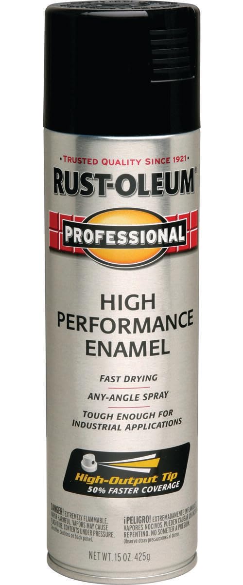 Rust-Oleum 7579838 Professional High Performance Enamel Spray Paint, 15 Oz, Gloss Black