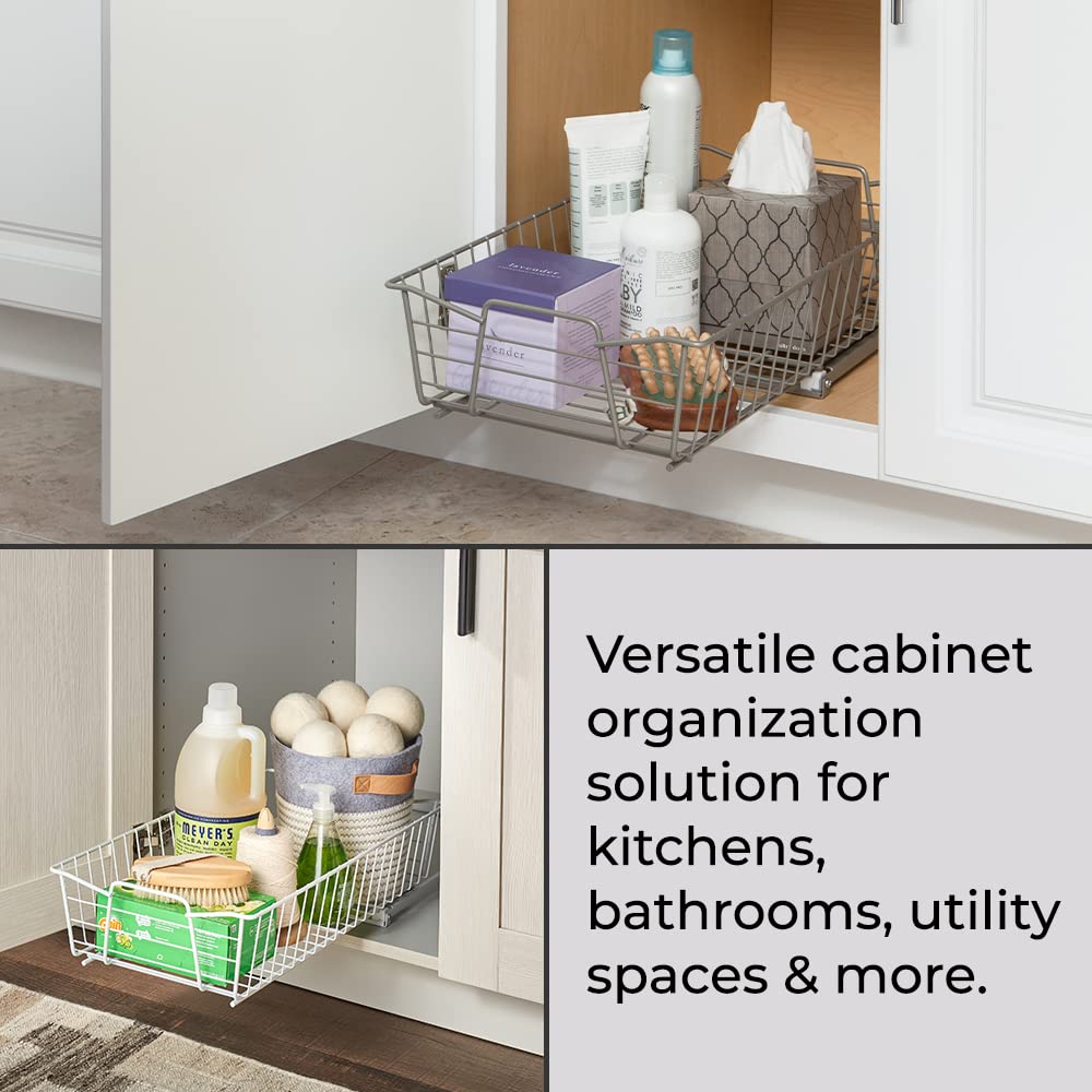 ClosetMaid 11 in. Pull Out Cabinet Organizer Heavy Duty, Slide Out Pantry Shelves Drawers for Kitchen, Bathroom, White, Inch One Tier
