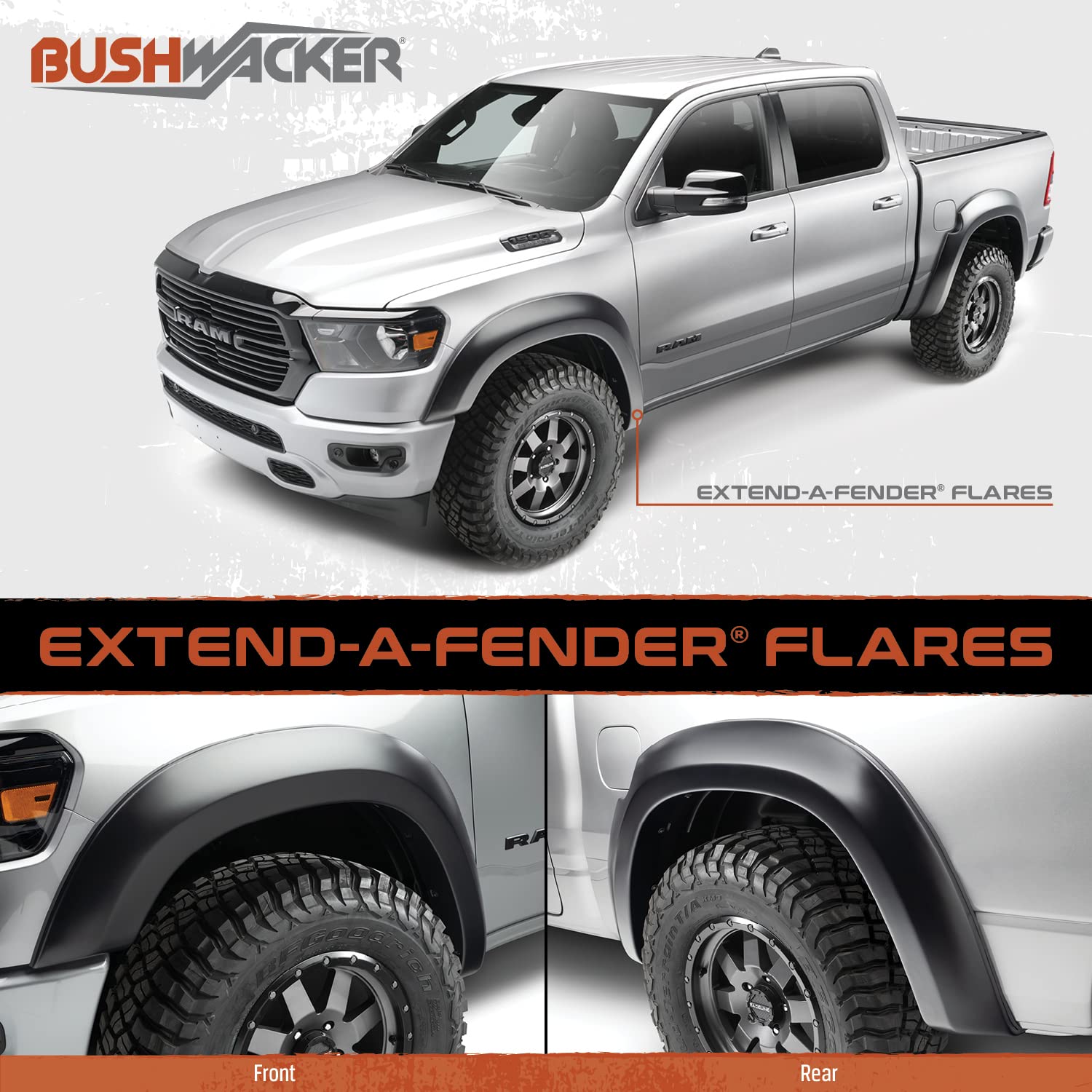 Bushwacker Extend-A-Fender Extended Front & Rear Fender Flares | 4-Piece Set, Black, Smooth Finish | 40903-11 | Fits 1997-1999 Tahoe; 1995-1999 Yukon, 4-Door