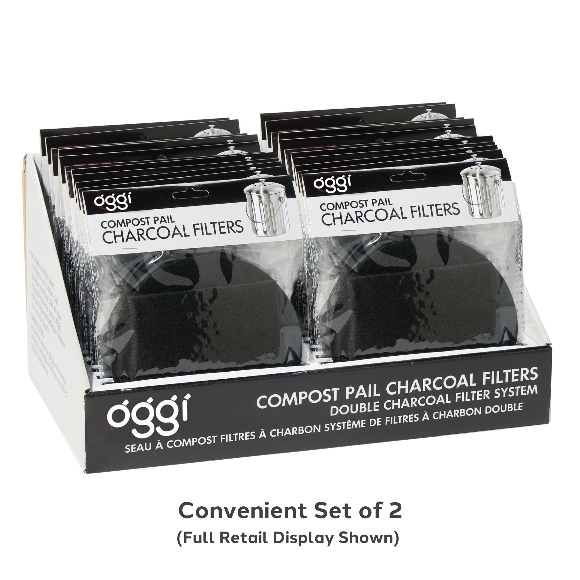 OGGI Set of 2 Charcoal Filters- Replacement Charcoal Filter for Countertop Compost Bin with Lid, Eco Friendly Products