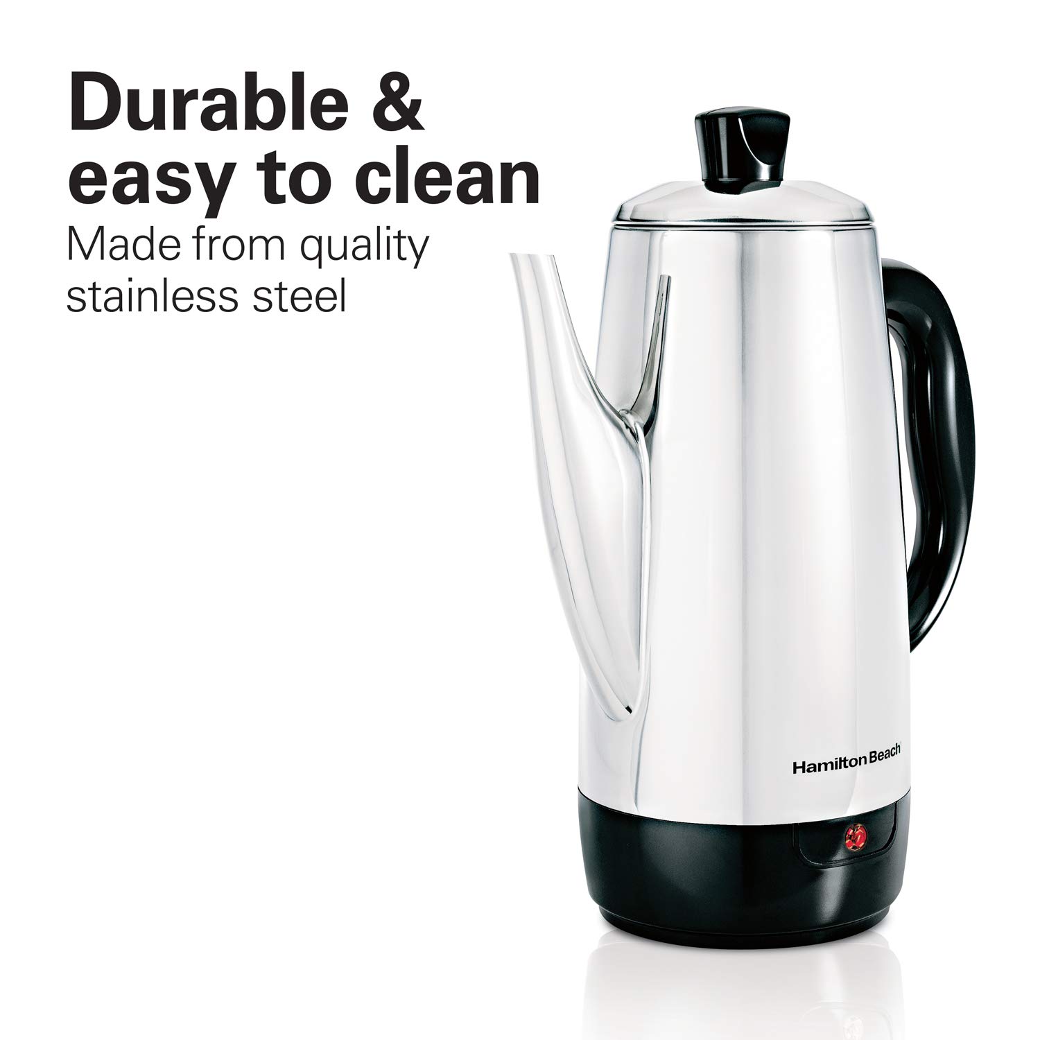 Hamilton Beach 12 Cup Electric Percolator Coffee Maker, Stainless Steel, Quick Brew, Vintage Spout