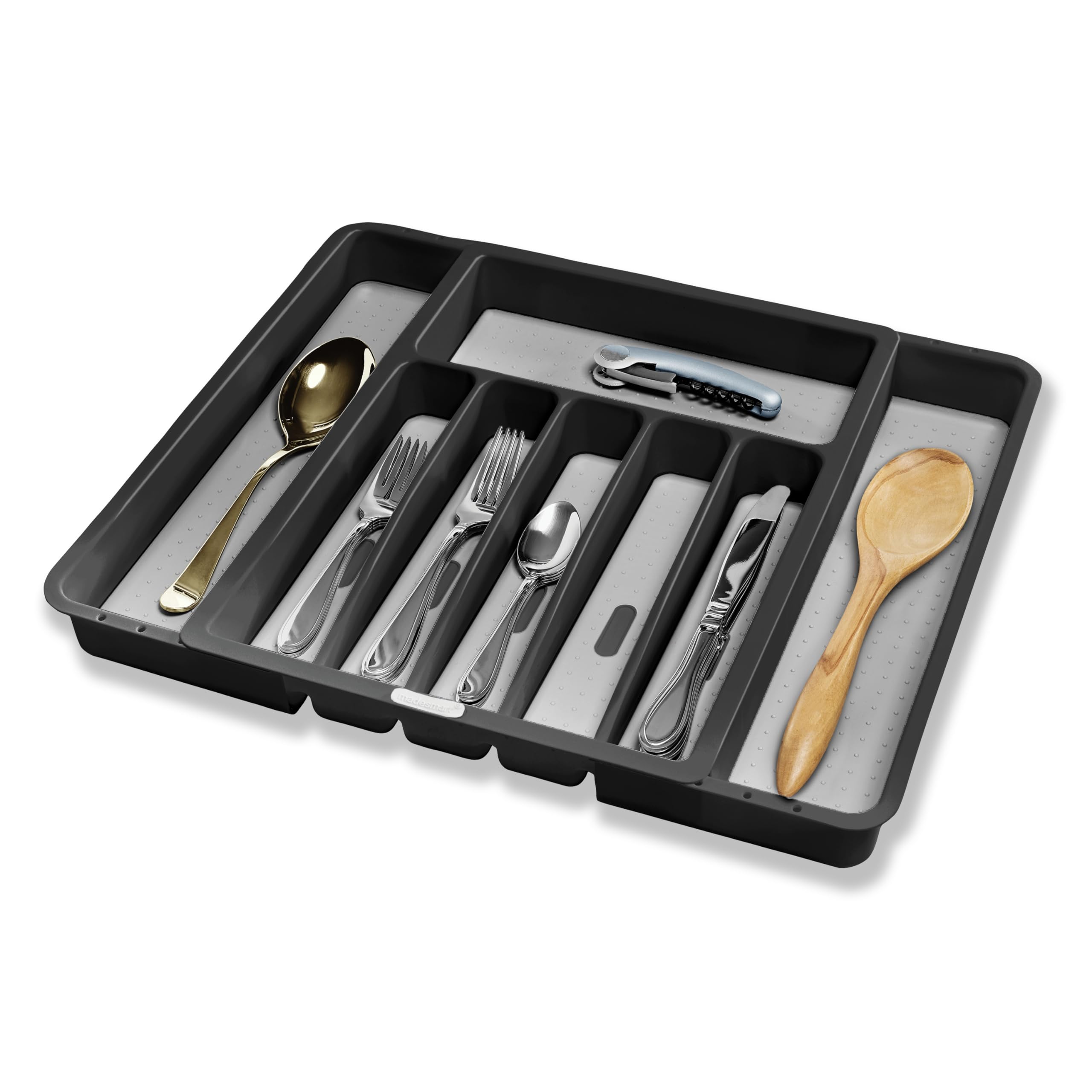madesmart Expandable Silverware Tray - Granite | CLASSIC COLLECTION | 8-Compartments | Kitchen Organizer | Soft-Grip Lining | Easy to Clean | BPA-Free