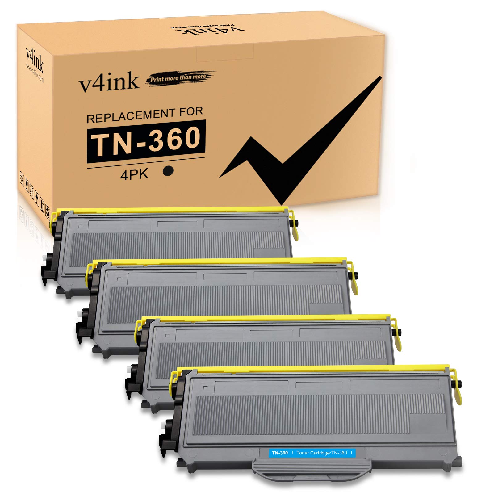 v4ink Compatible Toner Cartridge Replacement for Brother TN360 TN330 Work with HL-2140 HL-2170W DCP-7030 DCP-7040 MFC-7340 MFC-7345N MFC-7440N MFC-7840W Printer, 4-Pack