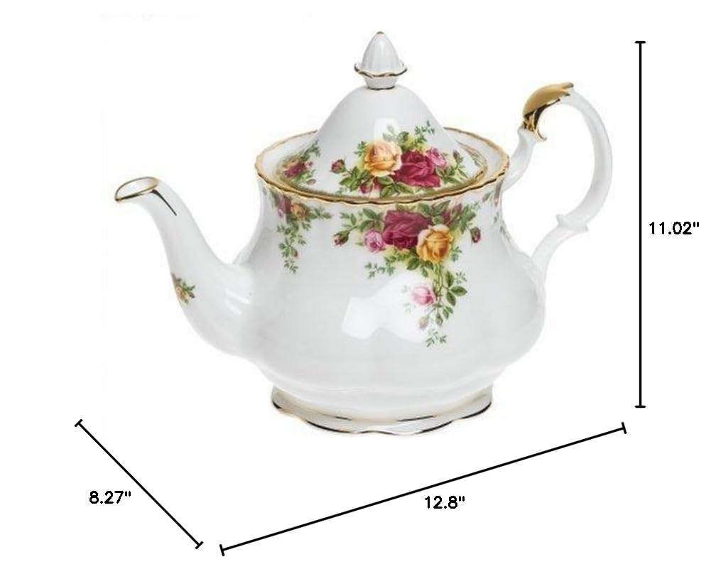 Royal Albert Old Country Roses 3-Piece (Teapot, Sugar & Creamer) Tea Set, Multi