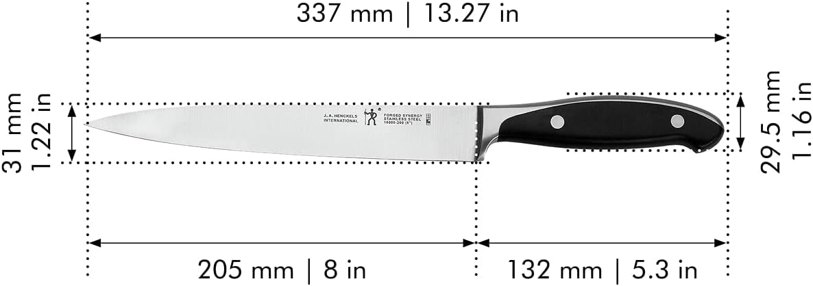 HENCKELS Forged Synergy Carving Knife, 8-inch, Black/Stainless Steel