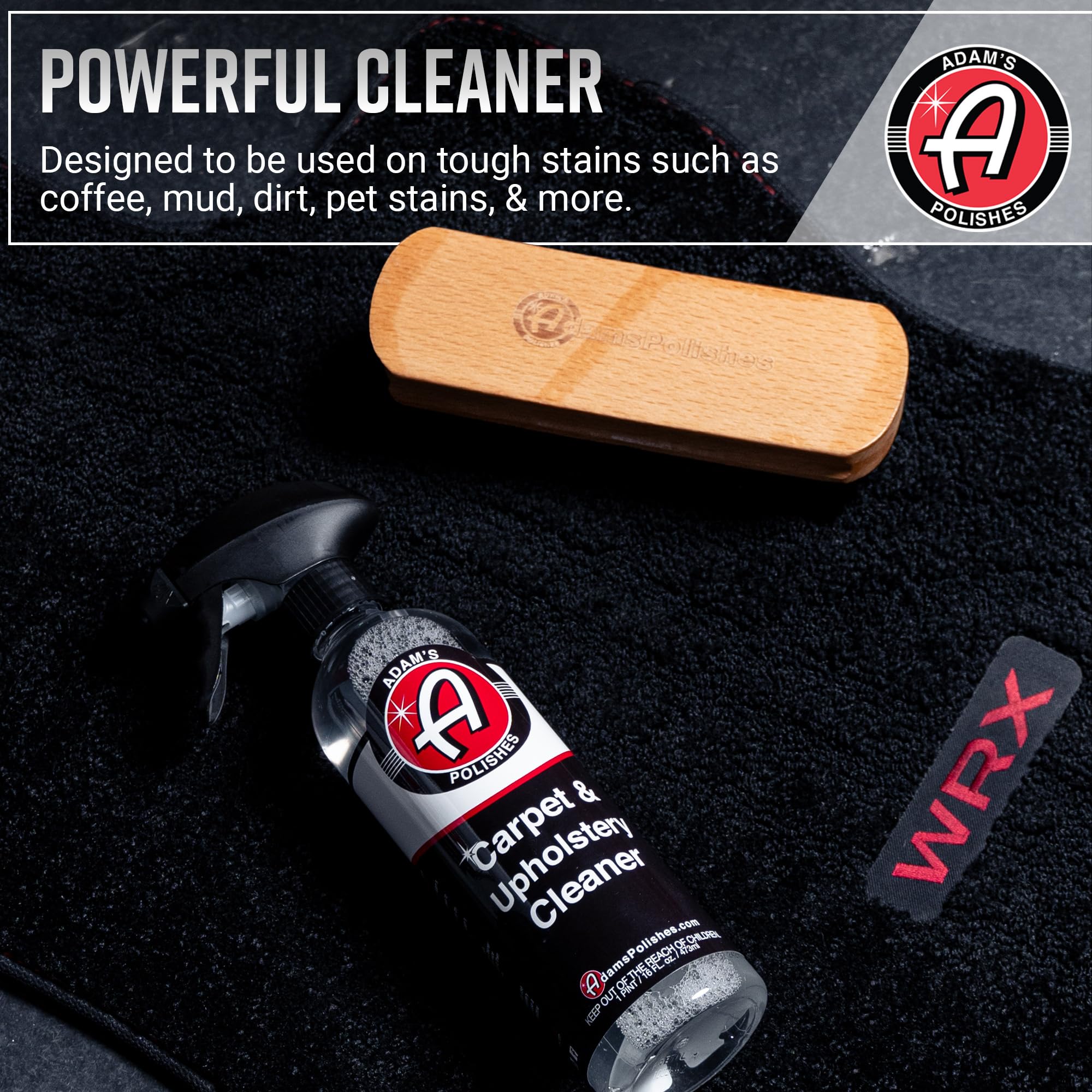 Adam's Carpet & Upholstery Cleaner (16oz) - Powerful Car Carpet Cleaner For Auto Detailing, Cloth, Upholstery & Fabric Interior Cleaner Solution, Stain Remover Shampoo For Car Seat, Floor Mats & More