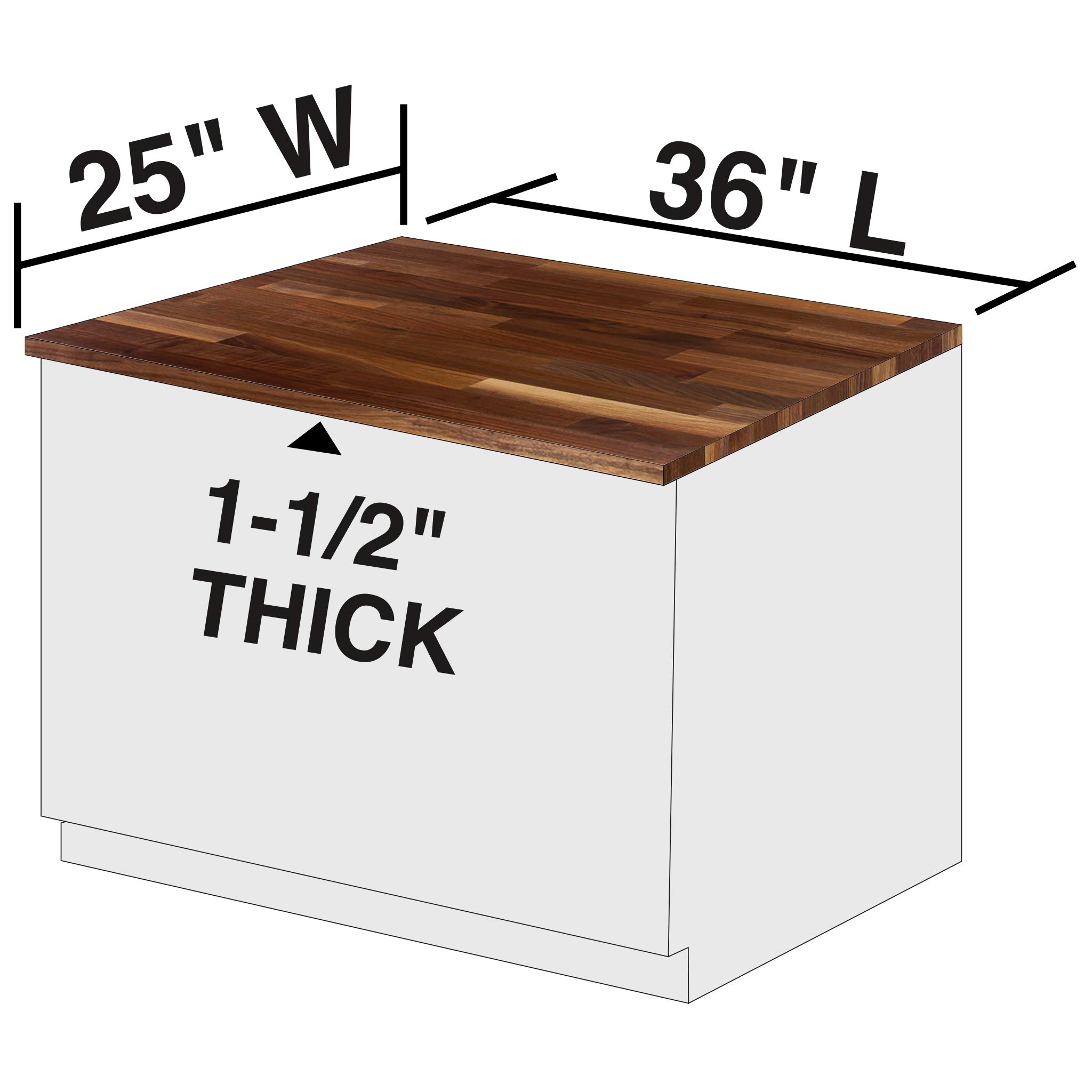 John Boos WALKCT-BL3625-O Blended Walnut Counter Top with Oil Finish, 1.5" Thickness, 36" x 25"