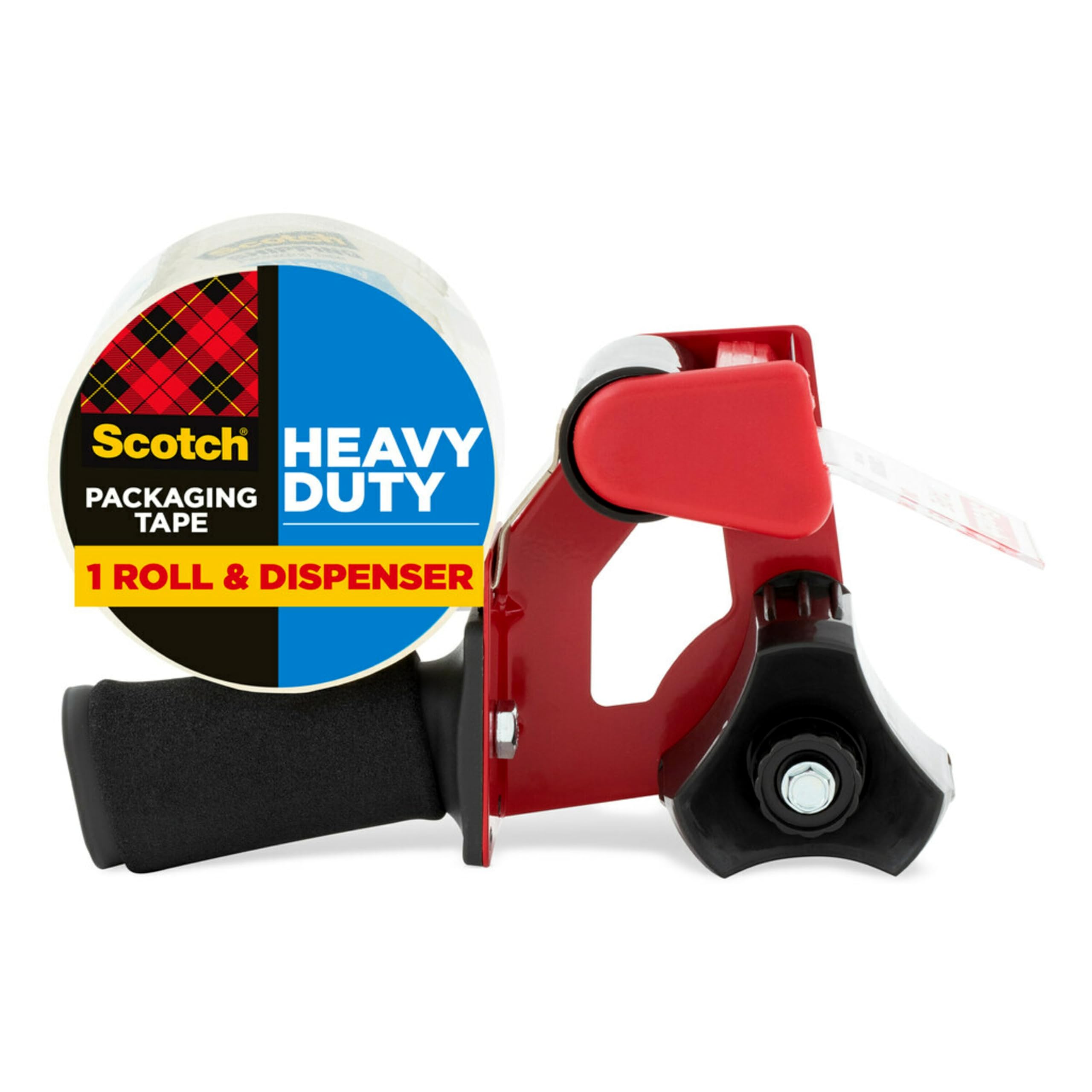 Scotch Heavy Duty Packaging Tape, 1.88" x 54.6 yd, Designed for Packing, Shipping and Mailing, Strong Seal on All Box Types, 3" Core, Clear, 1 Roll w/Dispenser (3850-2ST)