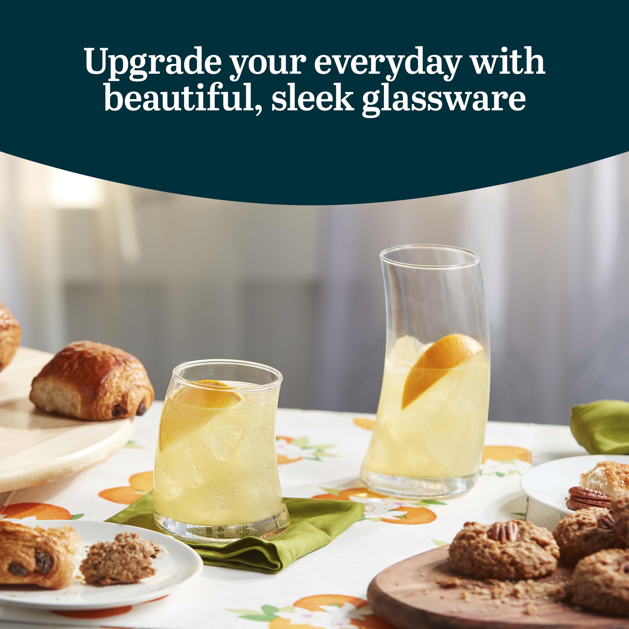 Libbey Swerve 16-Piece Tumbler and Rocks Glass Set