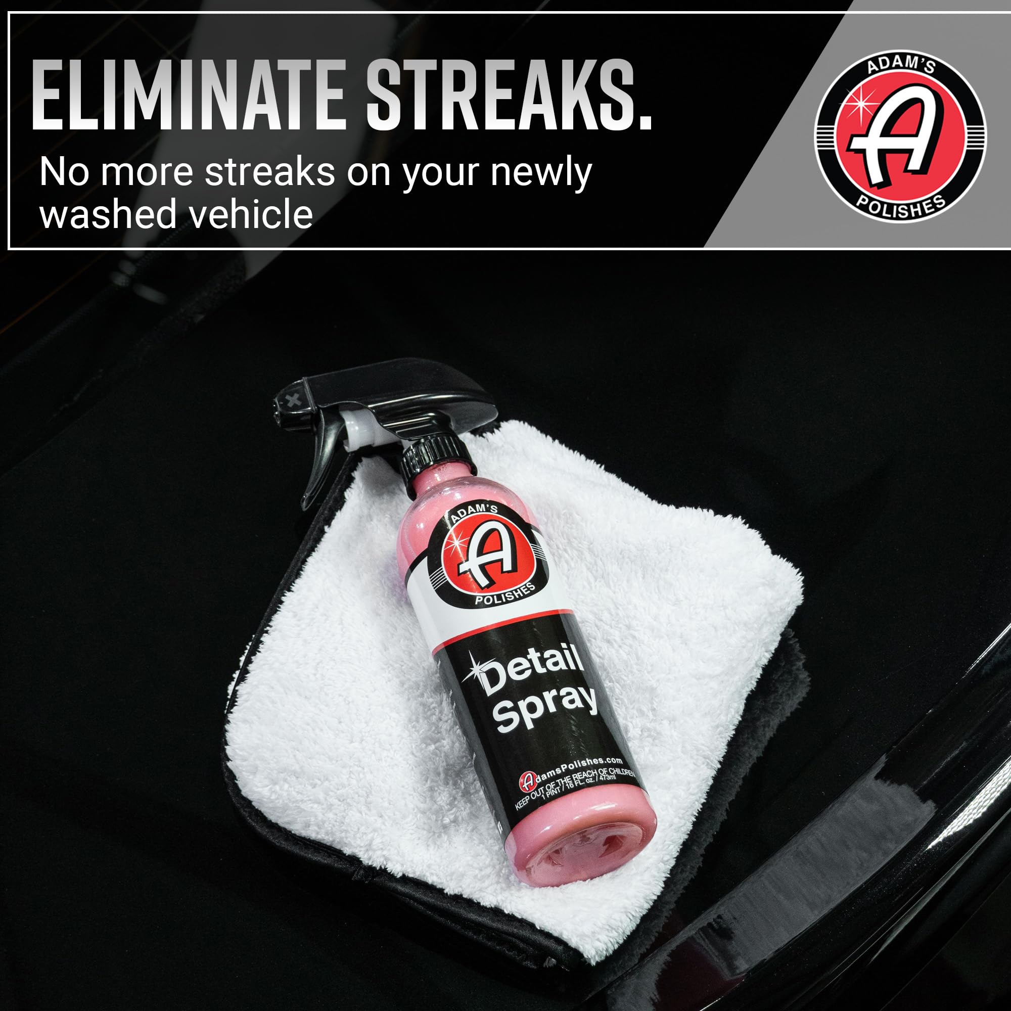 Adam's Detail Spray 16oz - Quick Waterless Detailer Spray for Car Detailing | Polisher Clay Bar & Car Wax Boosting Tech | Add Shine Gloss Depth Paint | Car Wash Kit & Dust Remover