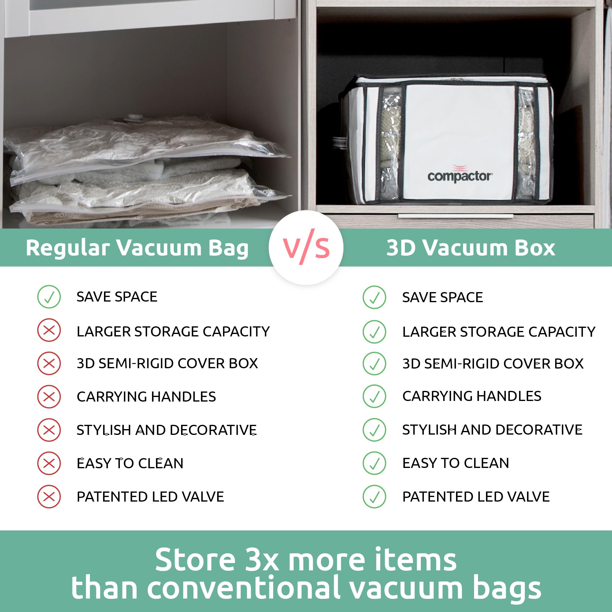 Compactor Semi Rigid 3D Vacuum Boxes (Medium, White | LIFE)