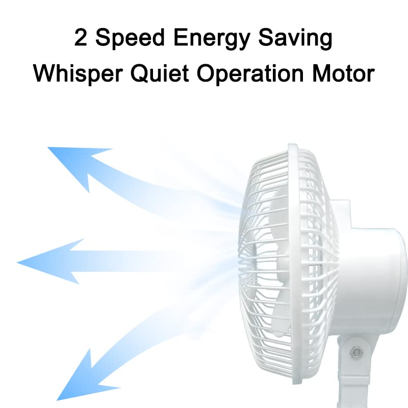 Optimus F-0645A 6-Inch 2-Speed Convertible Personal Clip-On/Table Fan, White