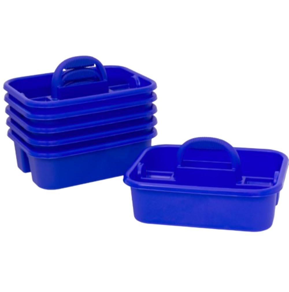 Akro-Mils 09185 Plastic Tote Tool & Supply Cleaning Caddy with Handle, (18-3/8-Inch x 13-7/8-Inch x 9-Inch), Blue (09185BLUE)