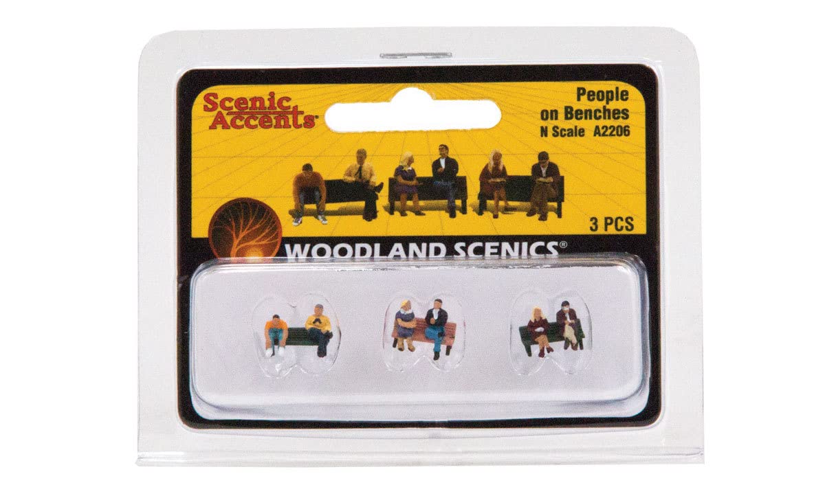 Woodland Scenics N Scenic Accents People on Benches (6 Figures & 3 Benches)